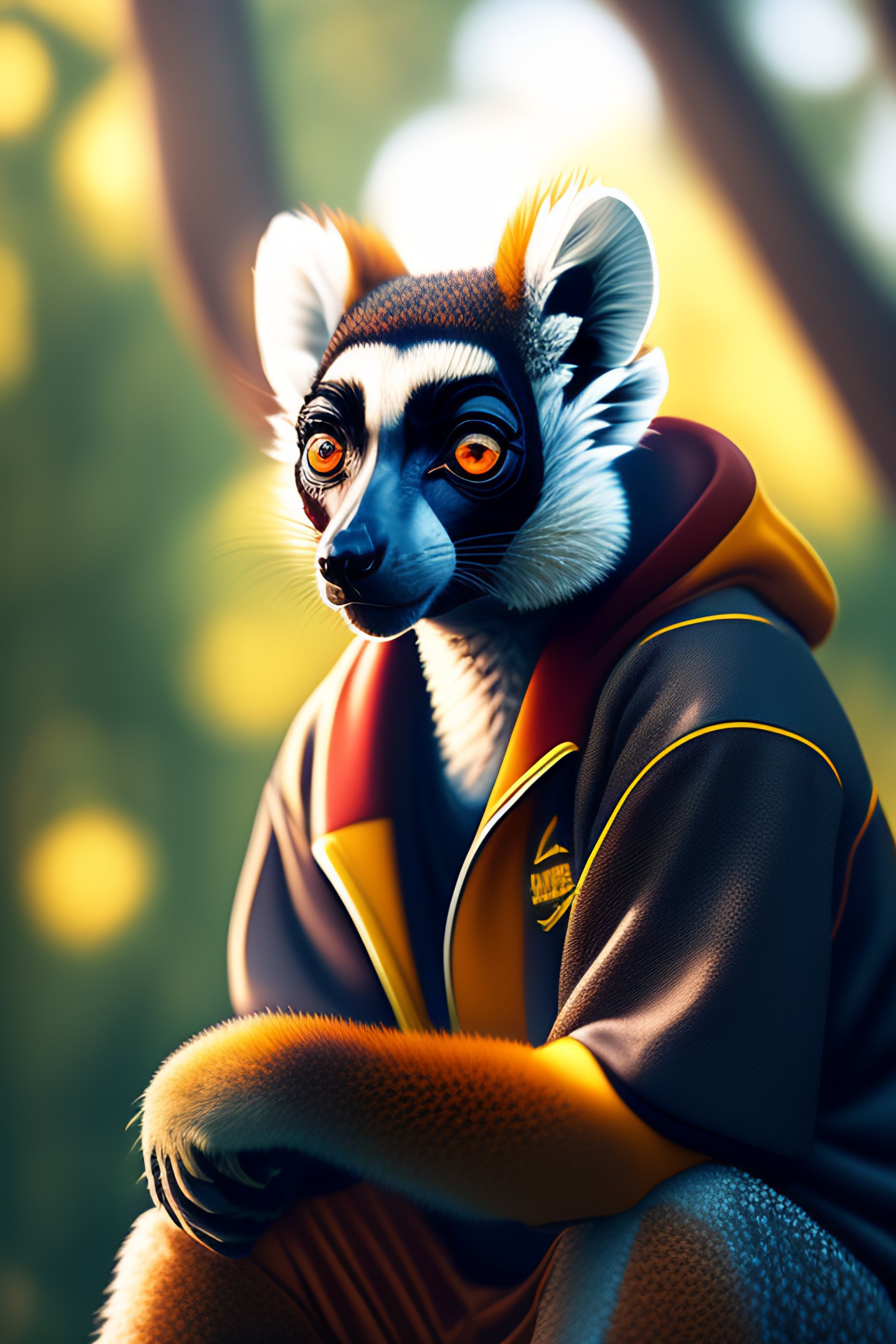 Lexica - Portrait of a lemur smoking a blunt wearing a track suit ...