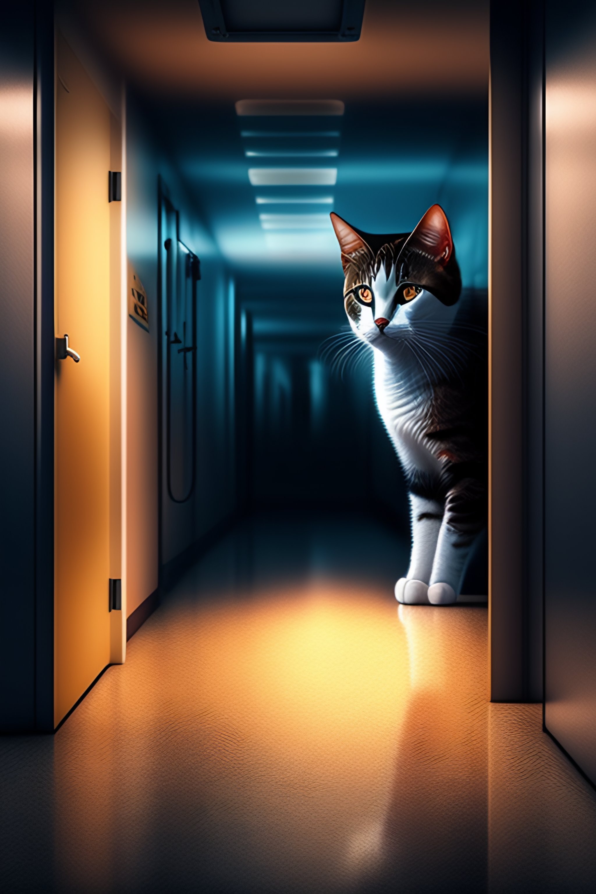 Lexica - Scary looking hospital. Cats dressed as doctor anamorphic. Cat ...