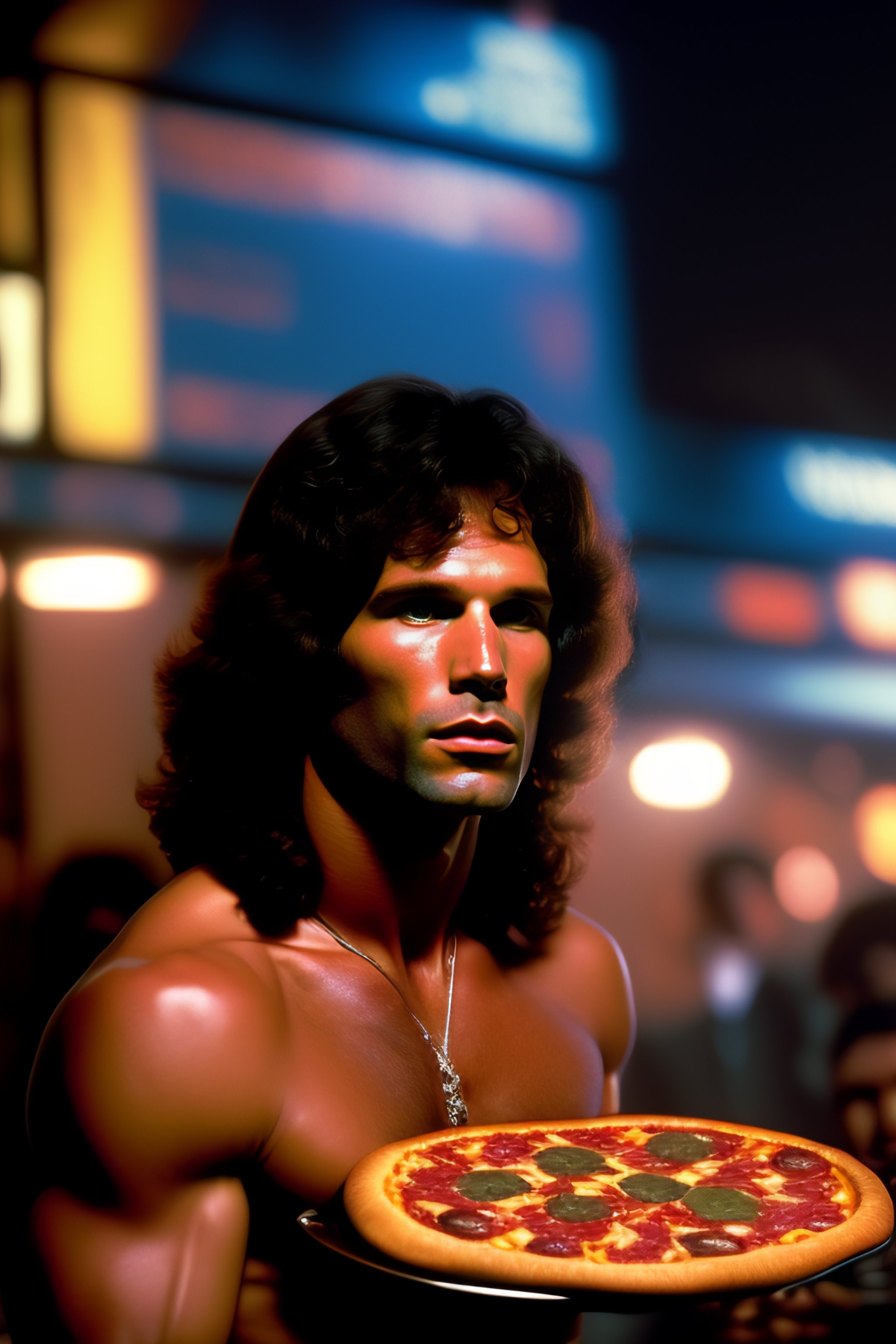 Lexica - Jim Morrison eats pizza, cyberpunk