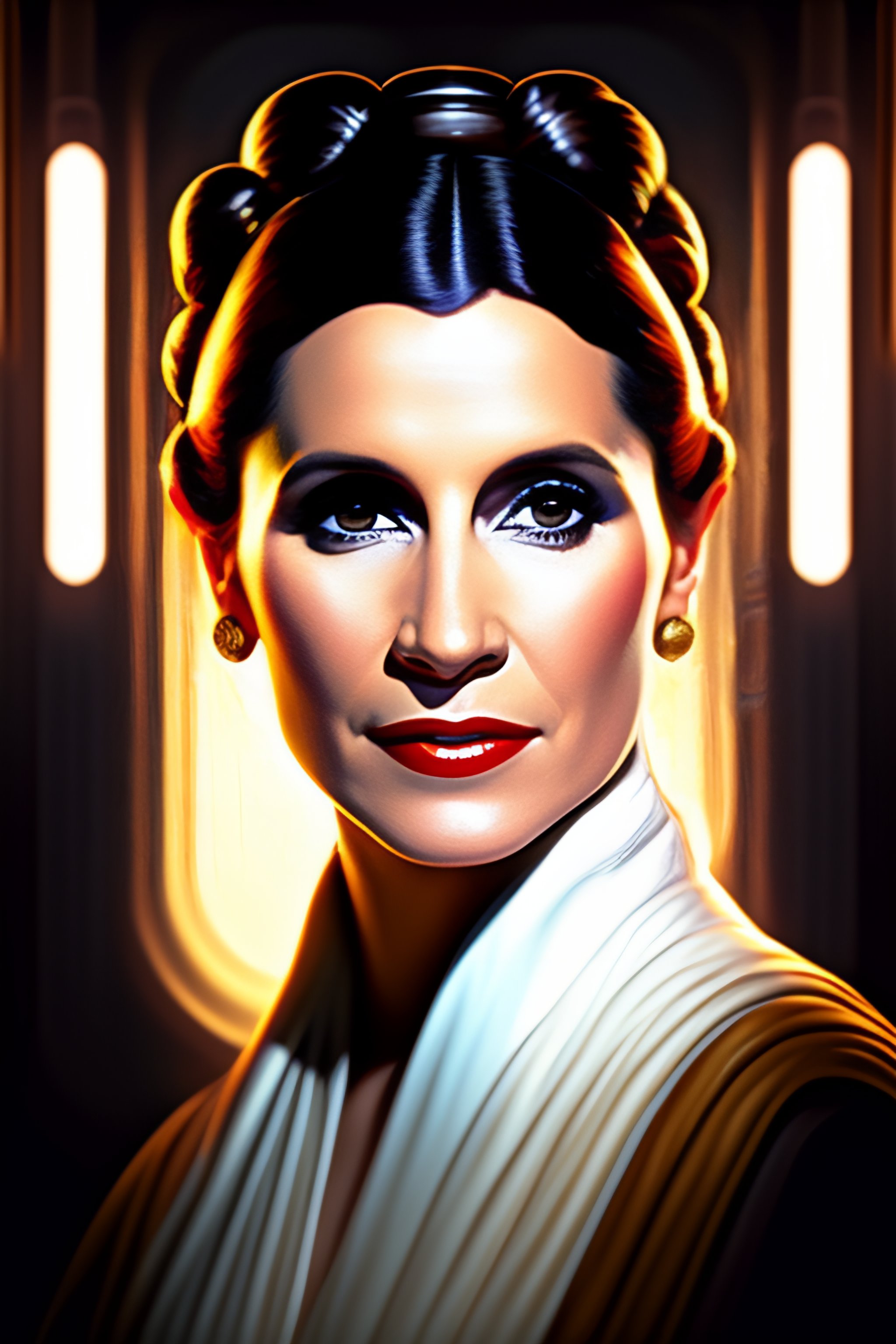 Lexica - Portrait of princess leia star wars taking a selfie smiling ...