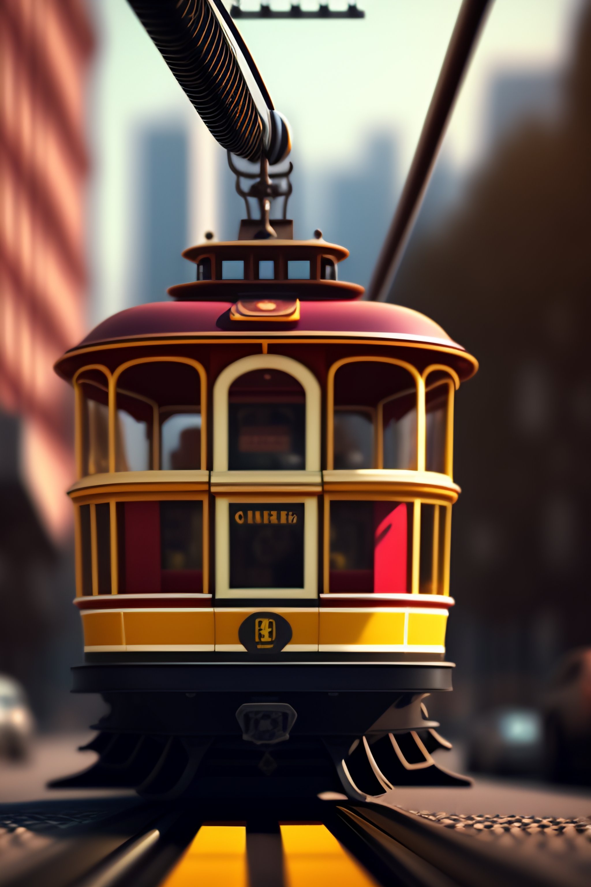 Lexica - Hanging cable car in a city, 4K, octane render