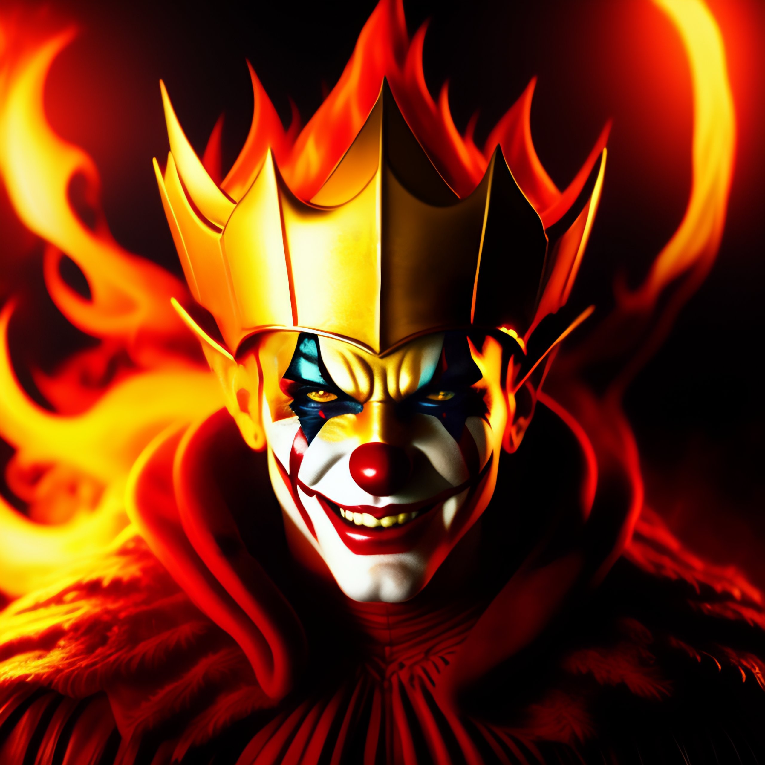 Lexica - Marvel comic style, crown of flames, horror, clown, ambient ...