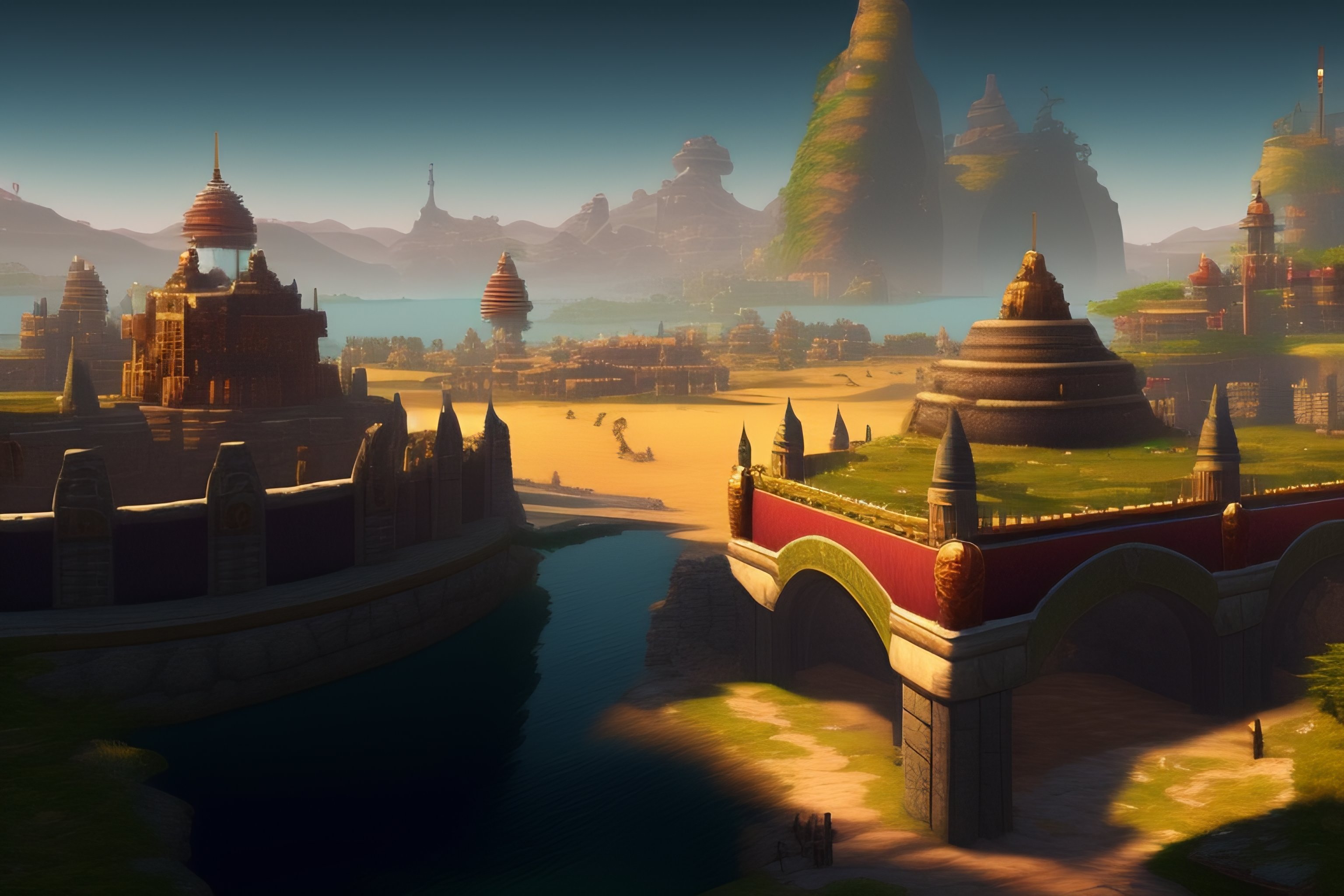 Lexica - Ancient barbarian fantasy city, coliseum on the left, shrine ...