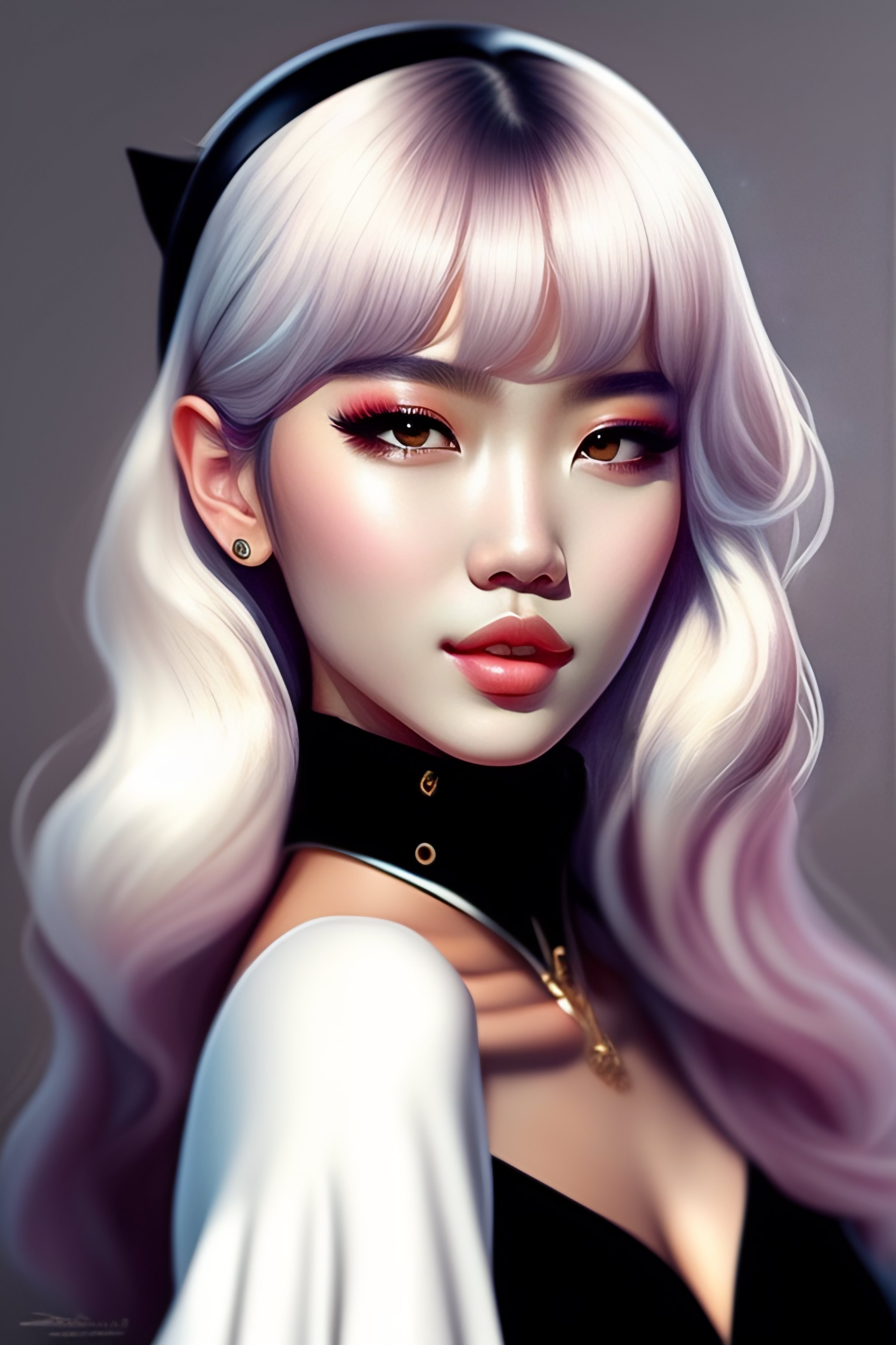 Lexica - Realistic detailed semirealism beautiful cute blackpink lalisa manoban wearing white ...