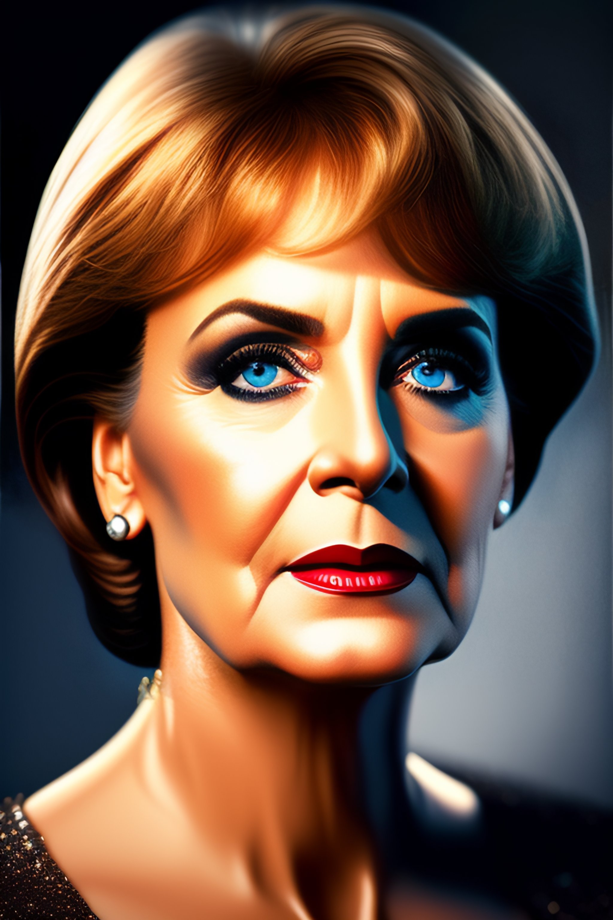 Lexica - Hyperrealistic oil painting showing a face mix of angela ...