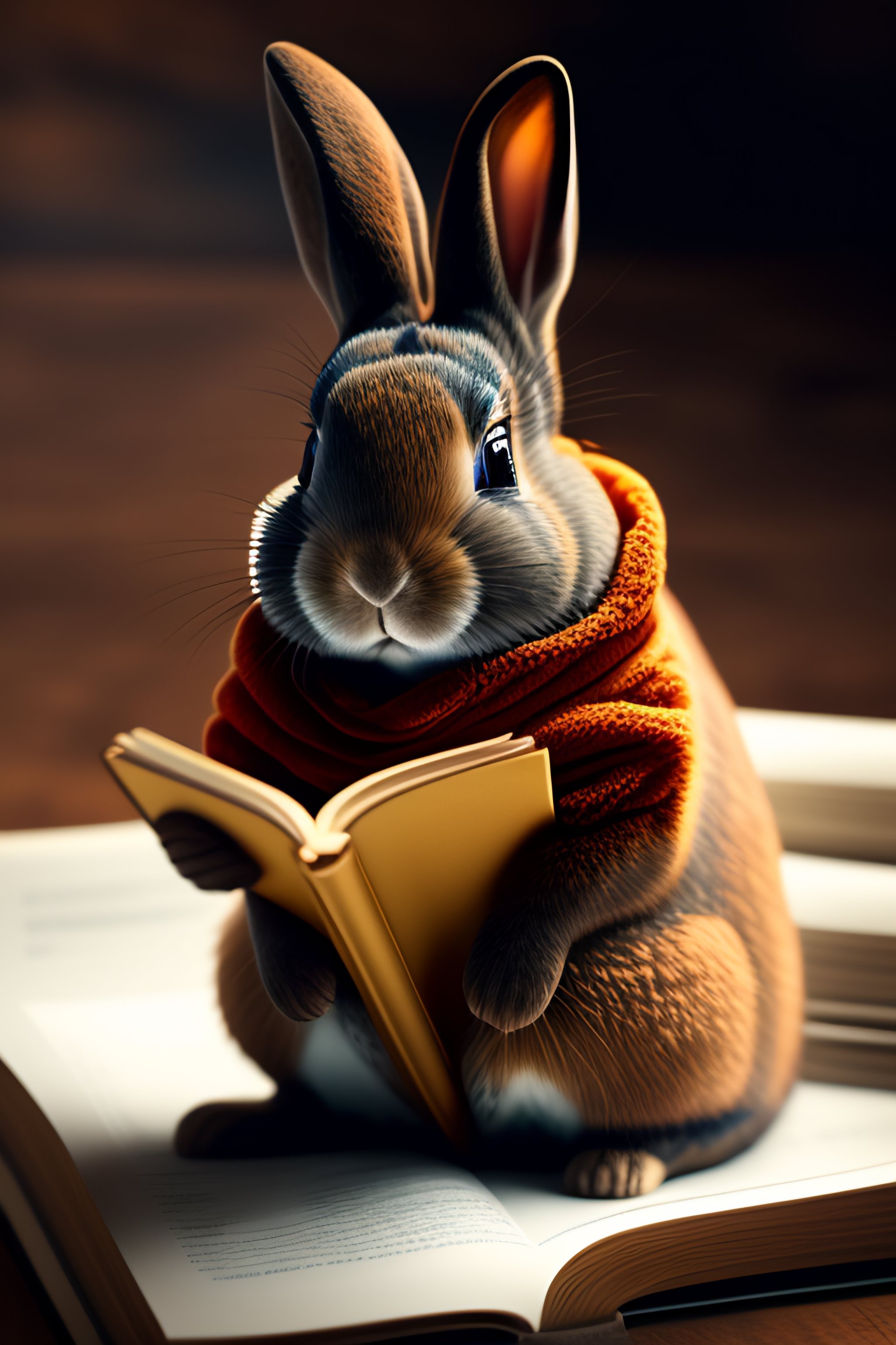 Lexica - A ninja bunny studying,\
