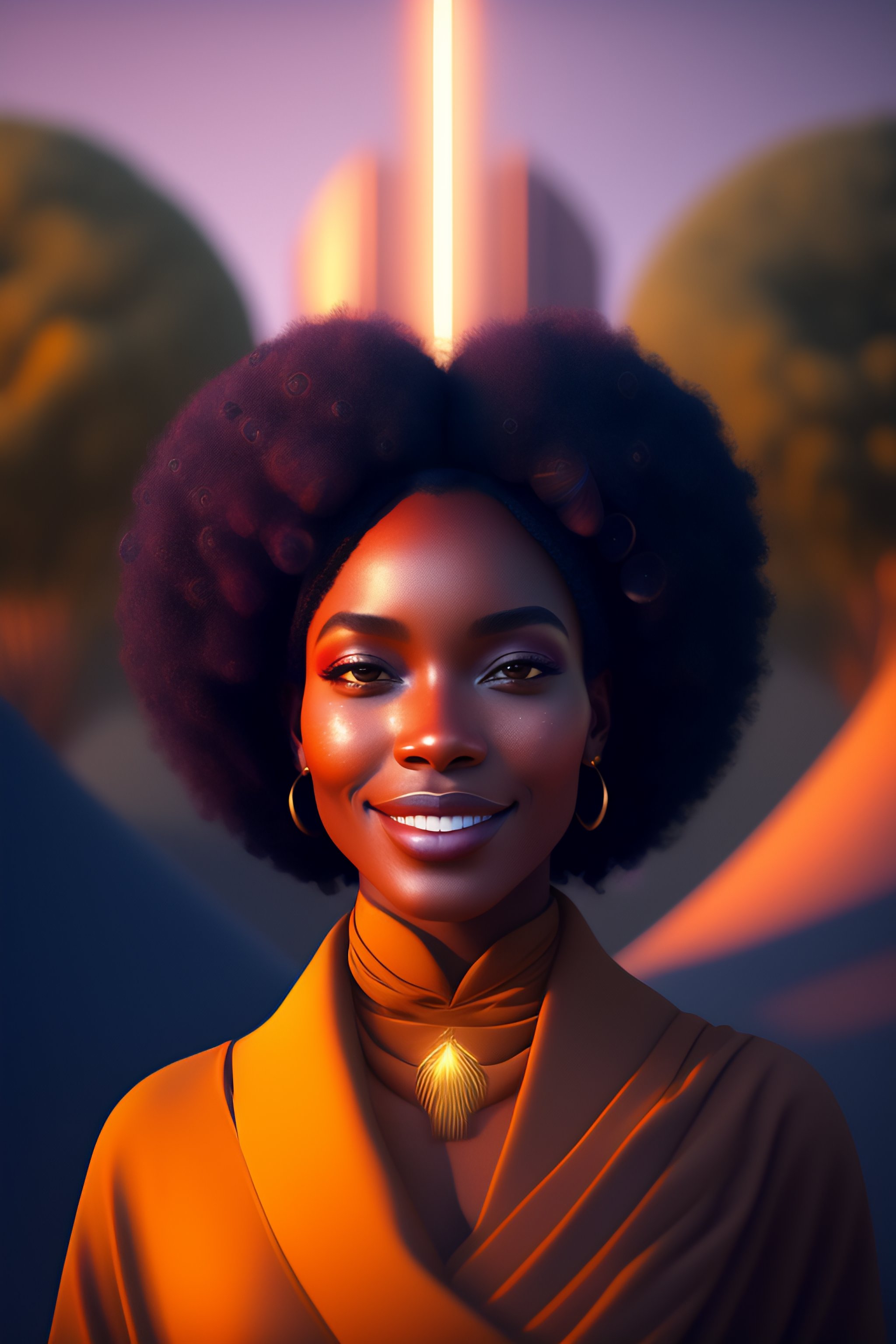 Lexica - Portrait of black woman having a spiritual awakening, smiling ...