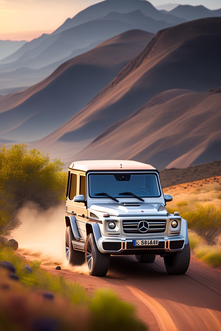 Lexica - Photo of Benz G Class car in beautiful nature, horizontal