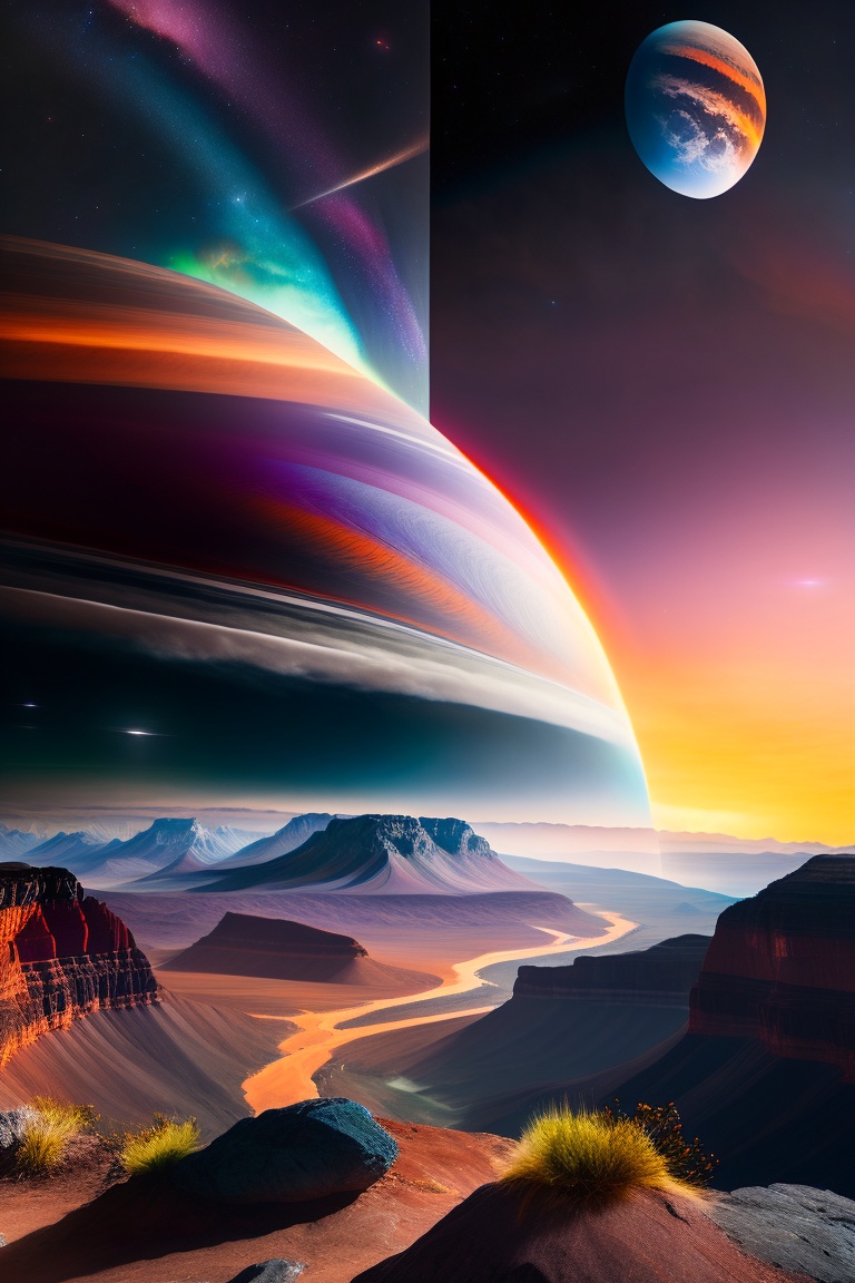 Lexica - Color photo of a colossal gas giant planet with an intricate ...