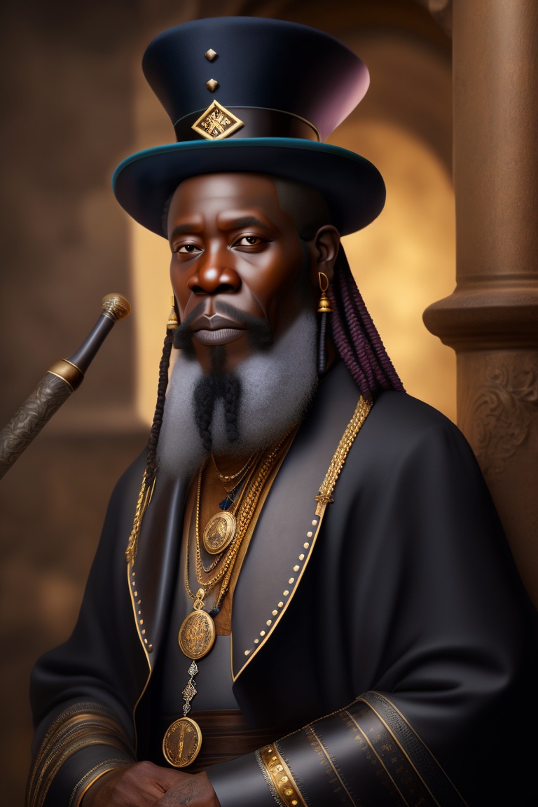 Lexica - Papa Legba with his cane, with white beards and his pipe, veve ...