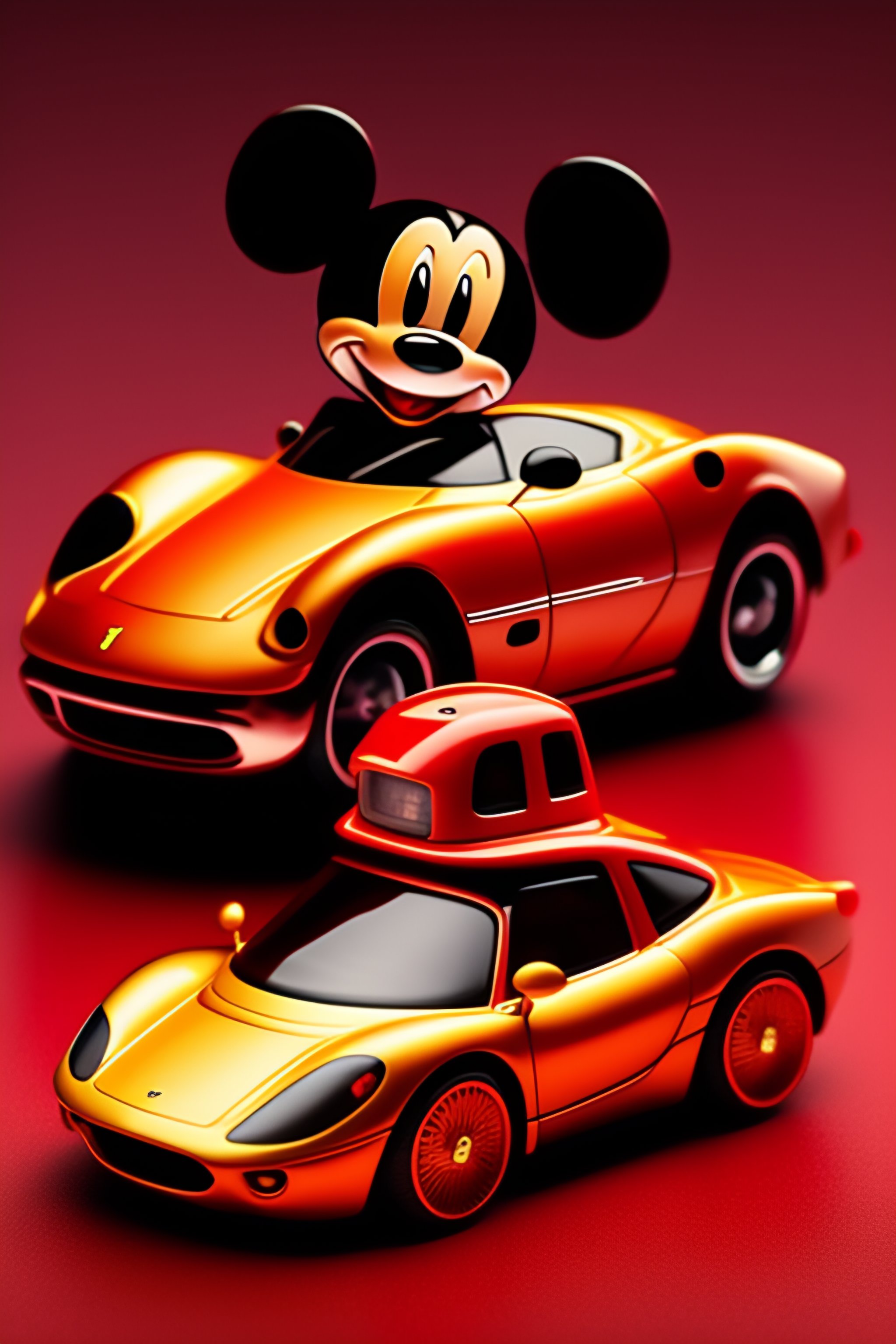 Lexica - Mickey mouse in a ferrari car