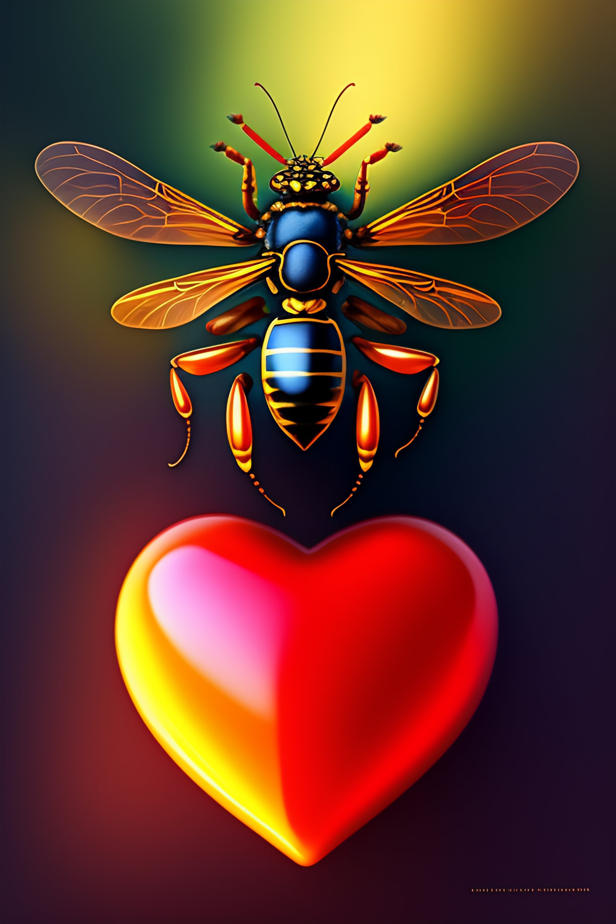 Lexica - Wasp, belly in the form of a red heart, purposeful, collected ...