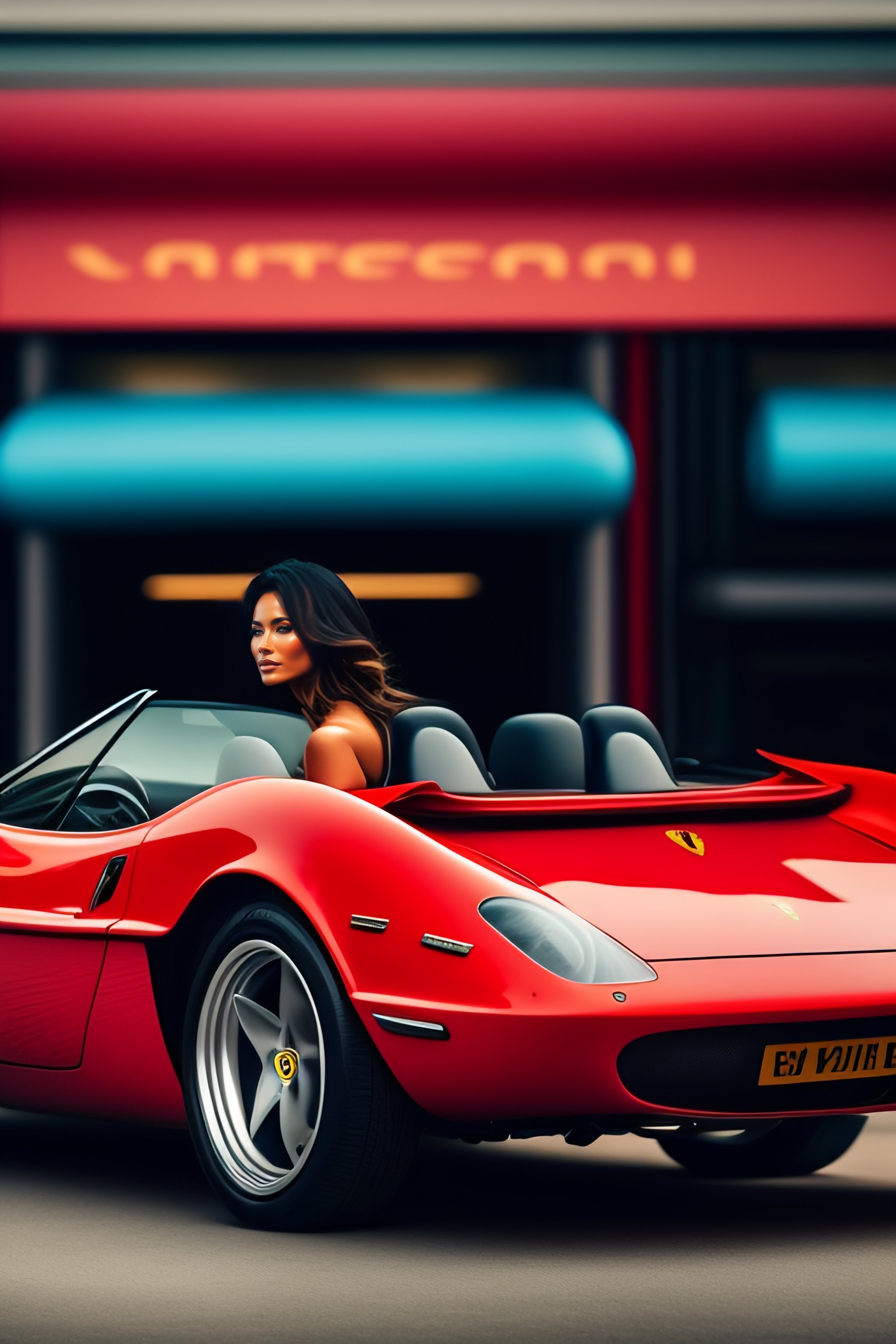 Lexica - Lady in bikini seating to Ferrari