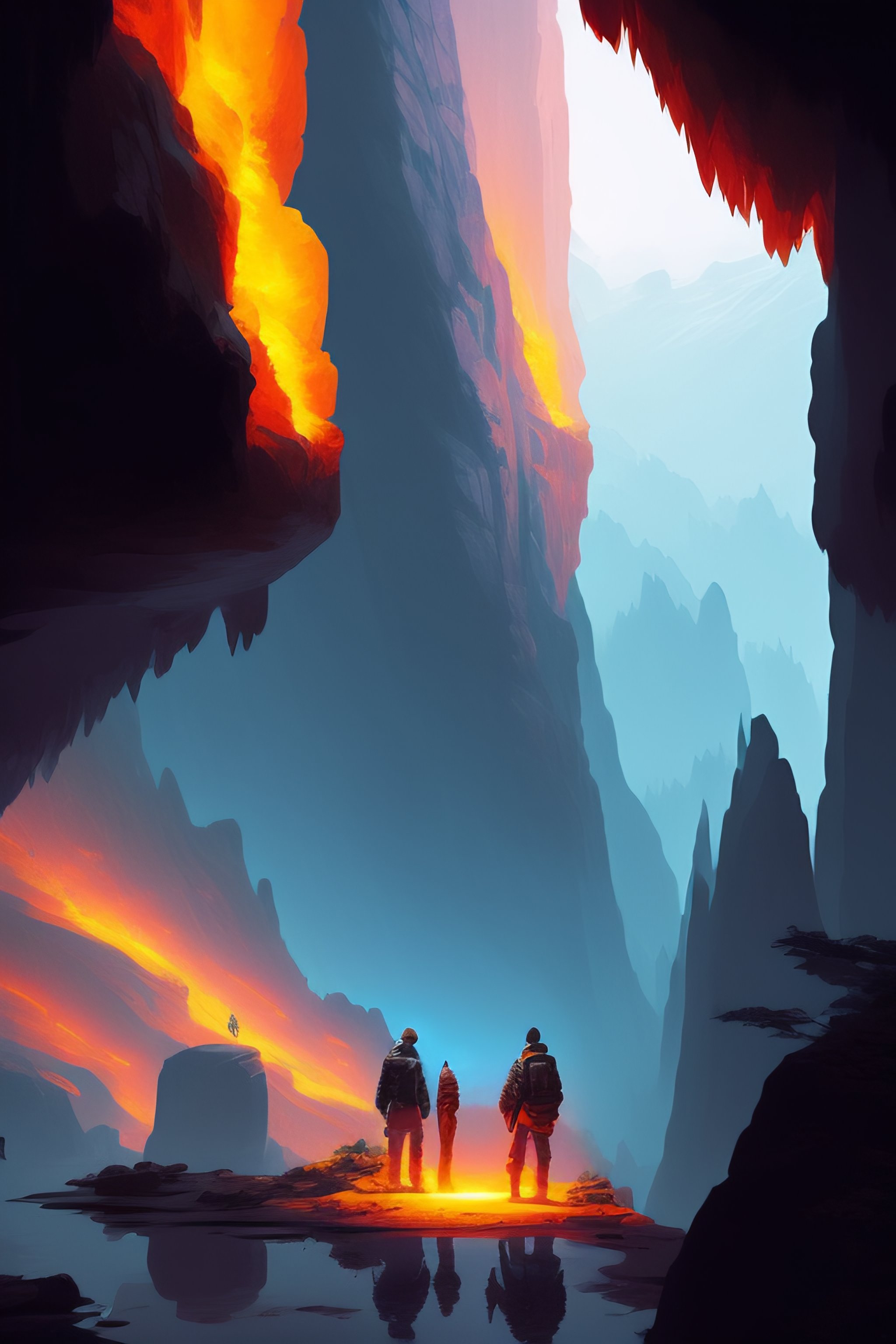 Lexica - Inside a dark giant cavern with stalagmites and stalaktites ...