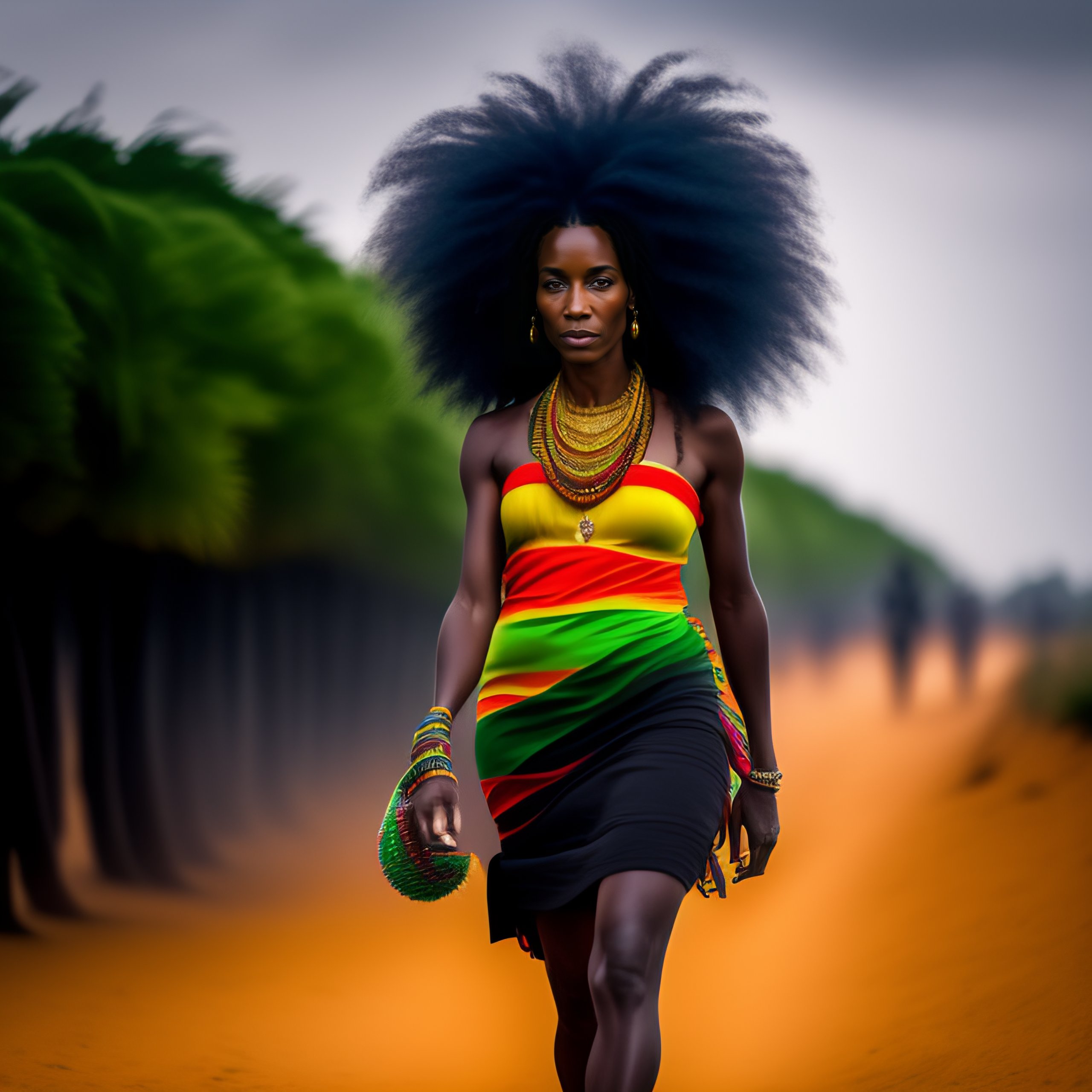 Lexica - Black rasta woman walking away with her hand held up to stop ...