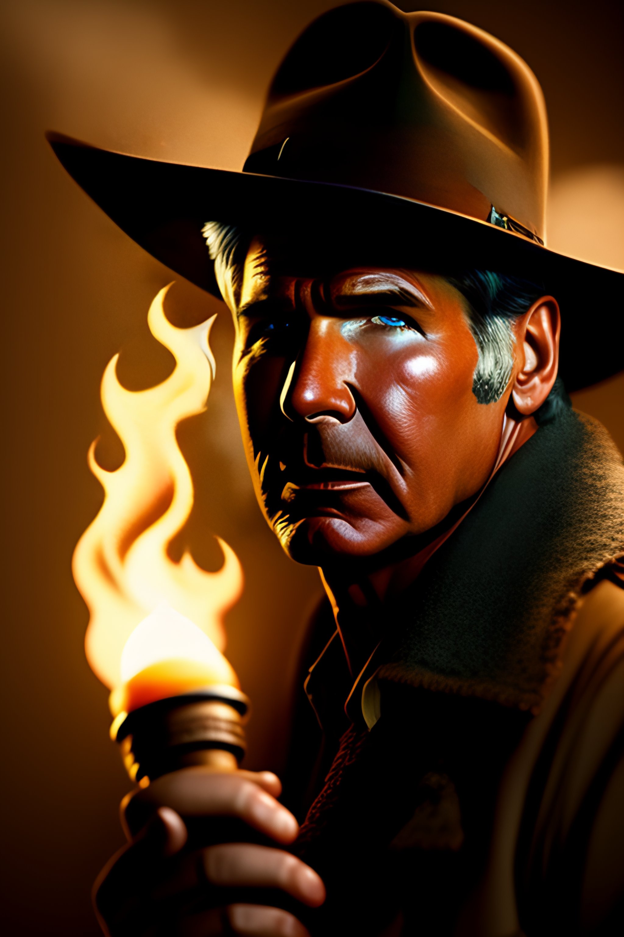 Lexica - Medium shot photo of Harrison Ford as Indiana Jones, holding ...
