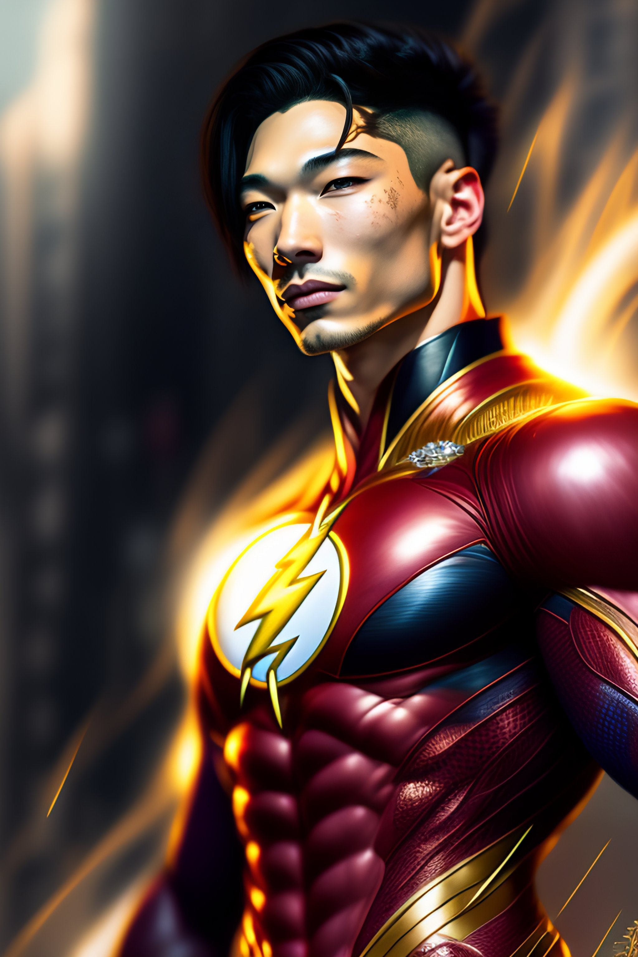Lexica - Full body potrait of ezra miller as super muscular flash anime ...