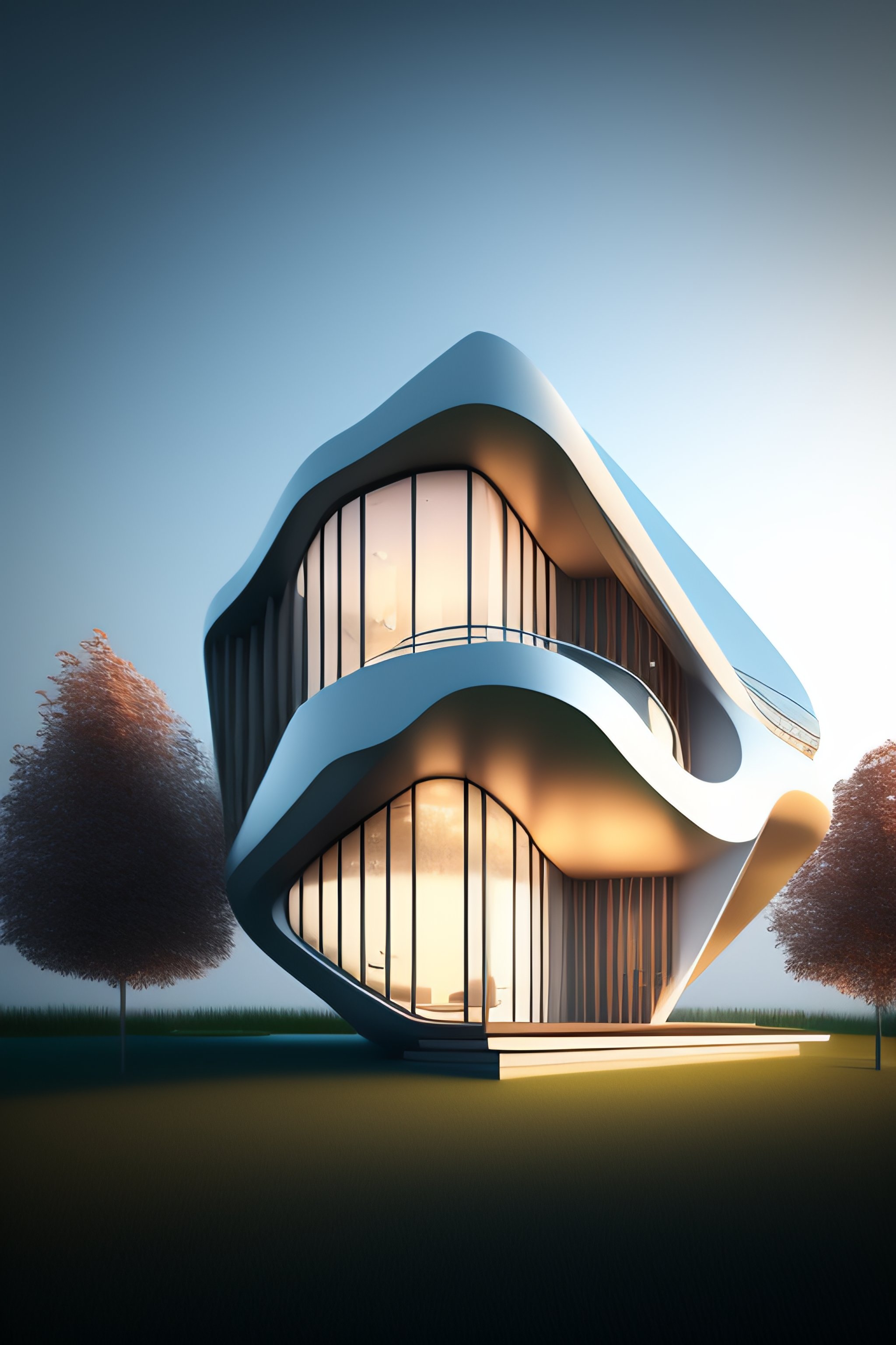Lexica - Organic house next to the lake, zaha hadid, parametric, organic, render, 8k ...