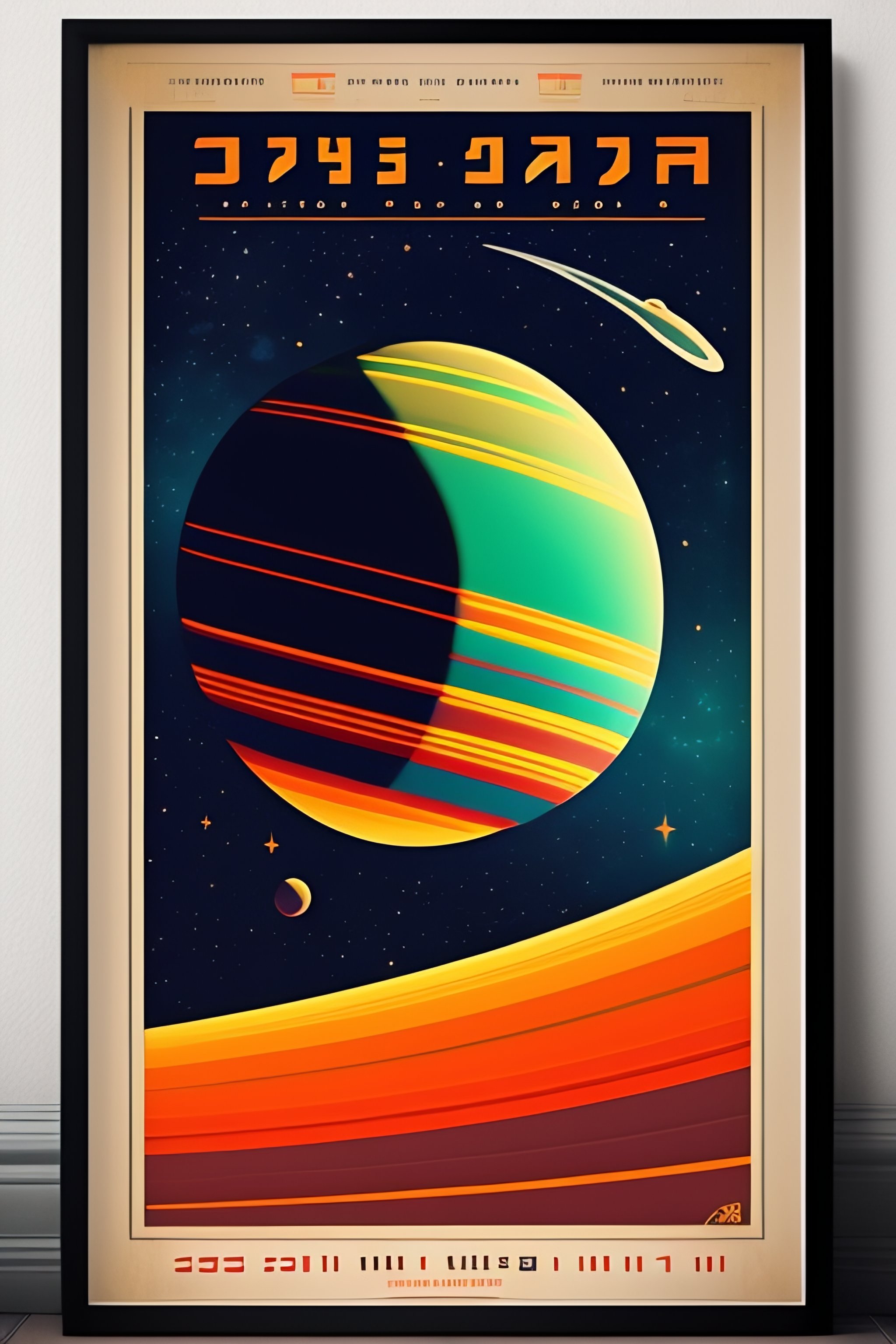 Lexica - Vintage space poster, 2D game art, retro canvas art