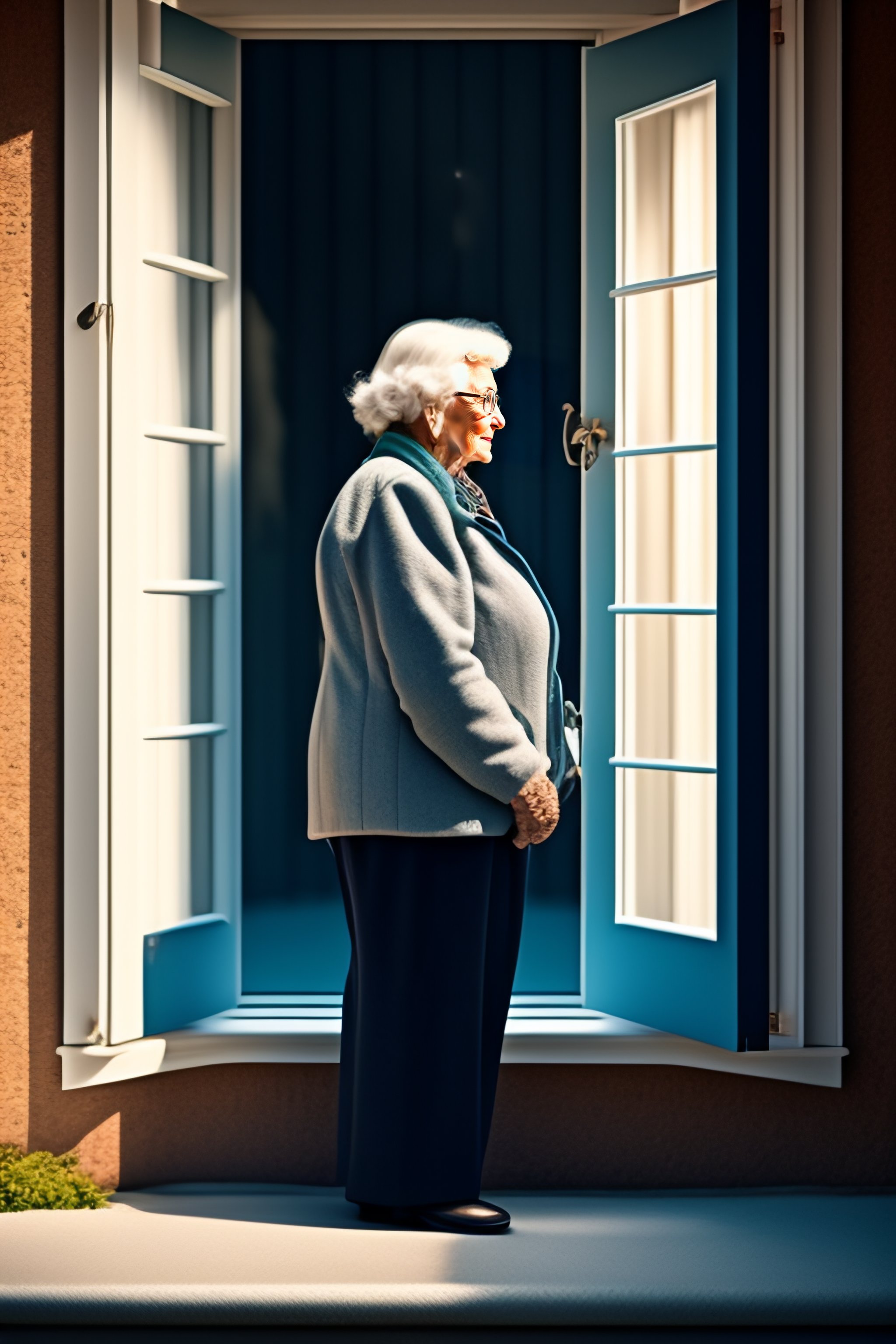 Lexica - Grandma standing in front of window
