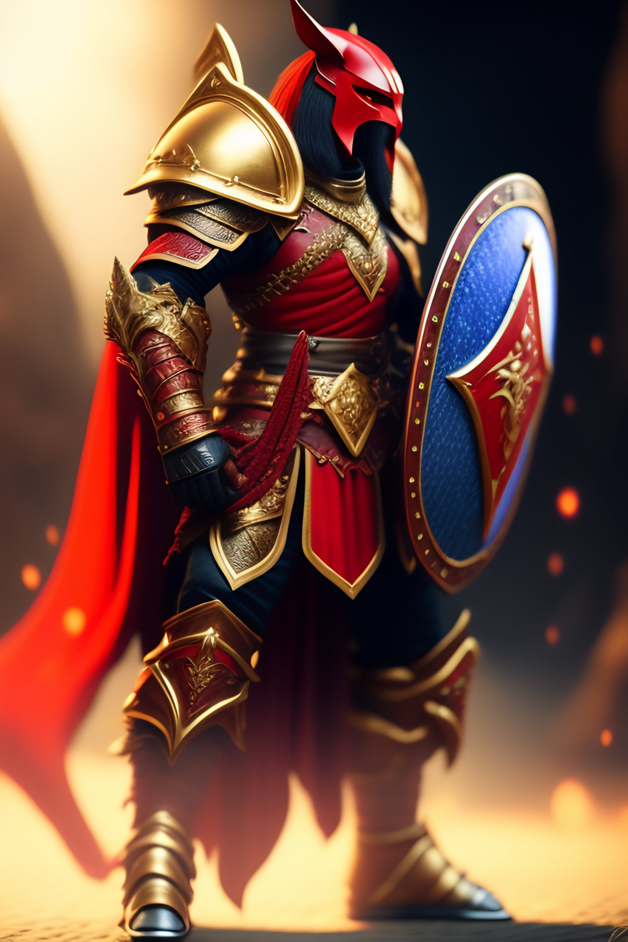 Lexica - Red Dragonborn paladin wearing a golden full plate mail and a ...