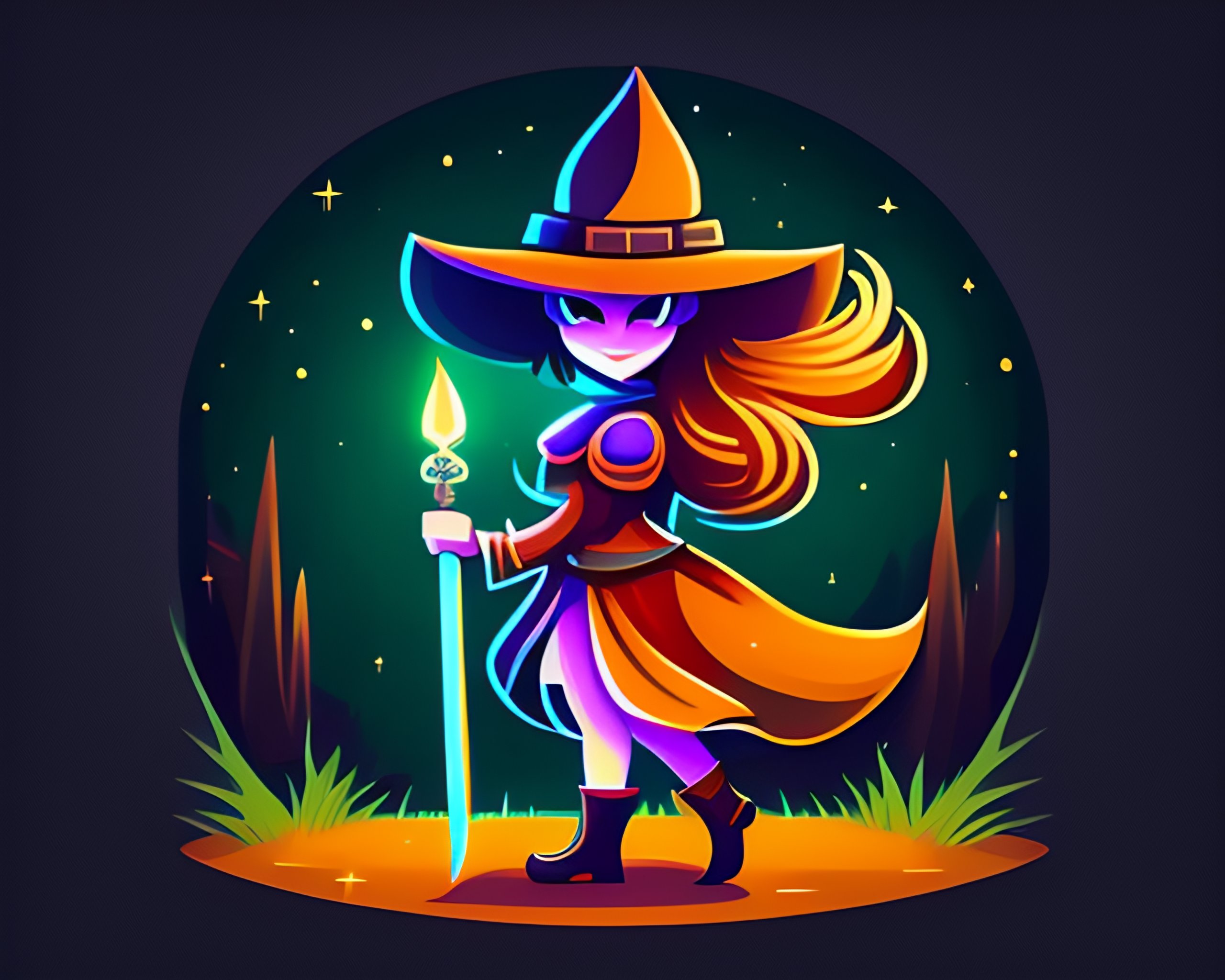 Lexica - Top down full body view of a witch holding a staff and casting ...