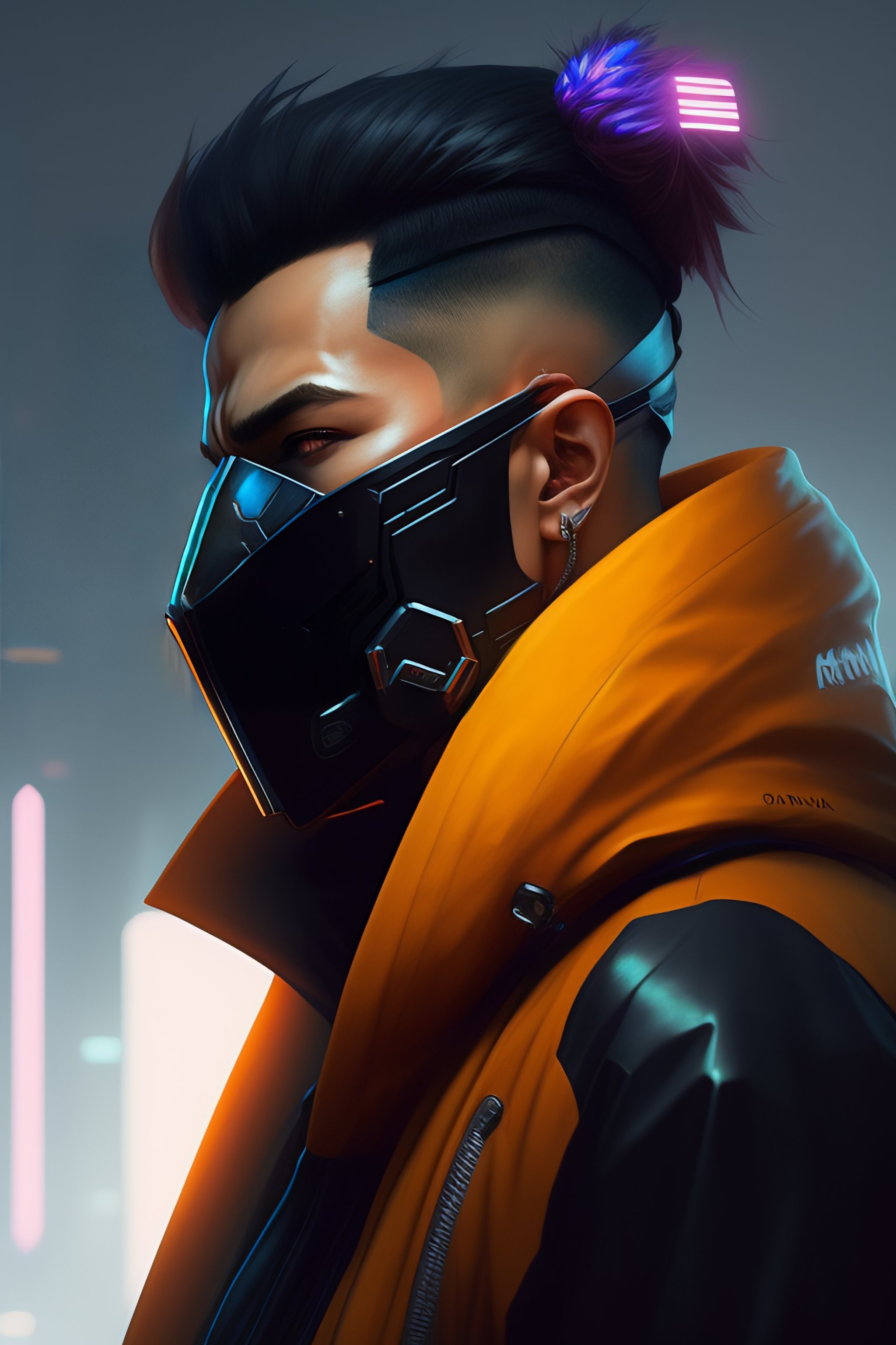 Lexica - Cyberpunk man mercenary masked by ilya Kuvshinov and greg ...