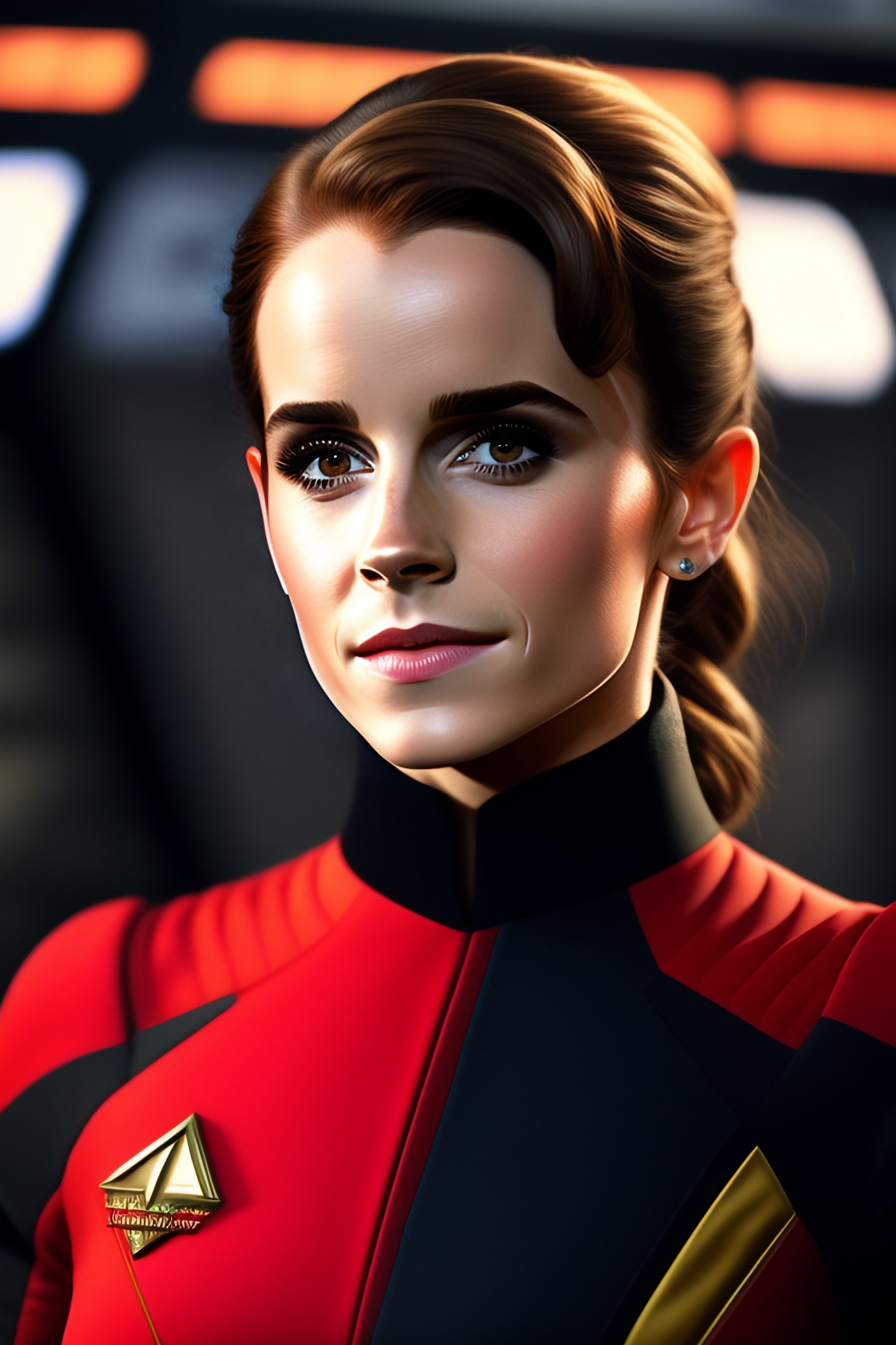 Lexica - Emma watson as startrek captain in action red black catsuit on ...