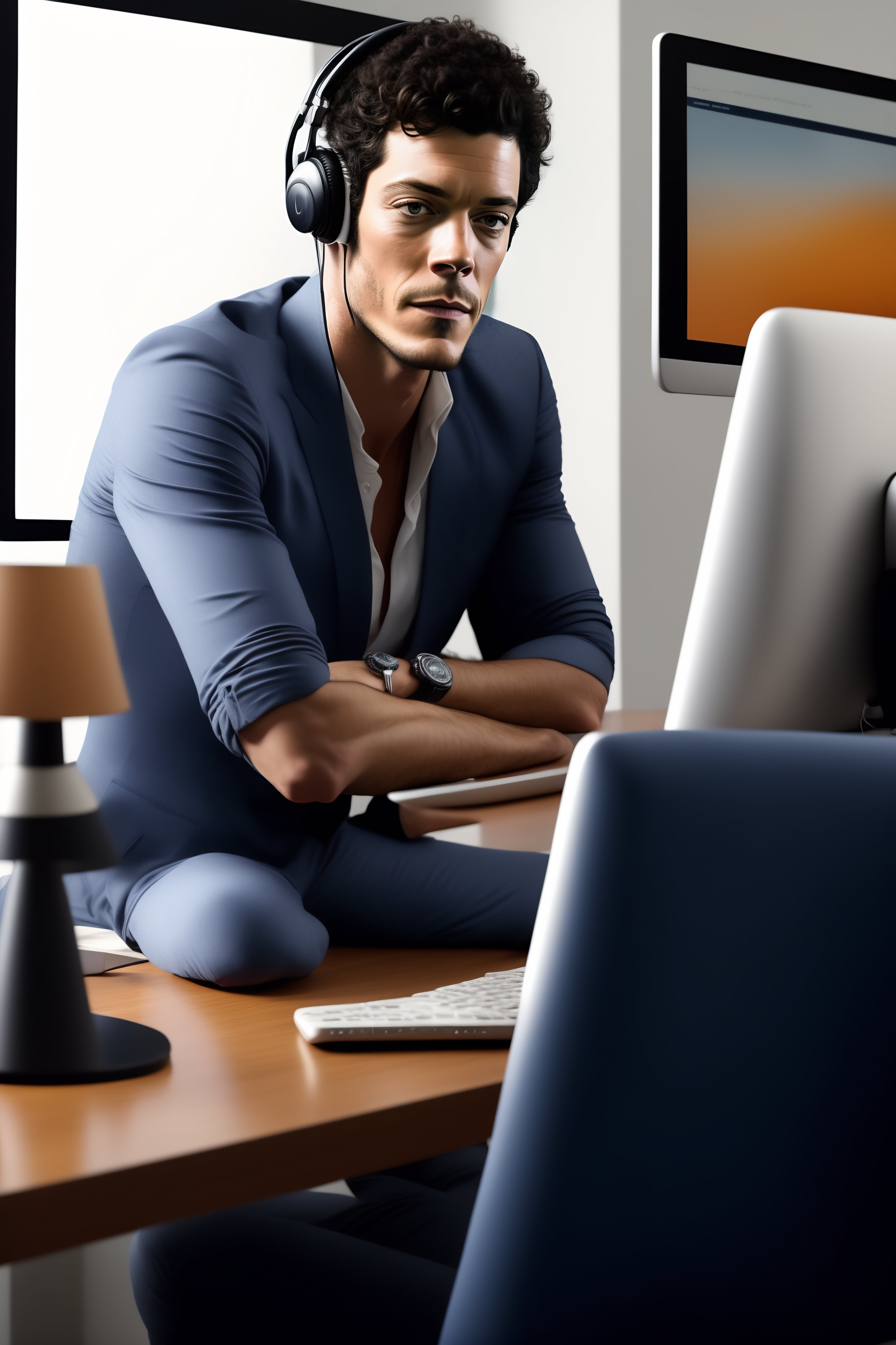 Lexica - Actor Adam Brody is sitting at his office desk working on his ...