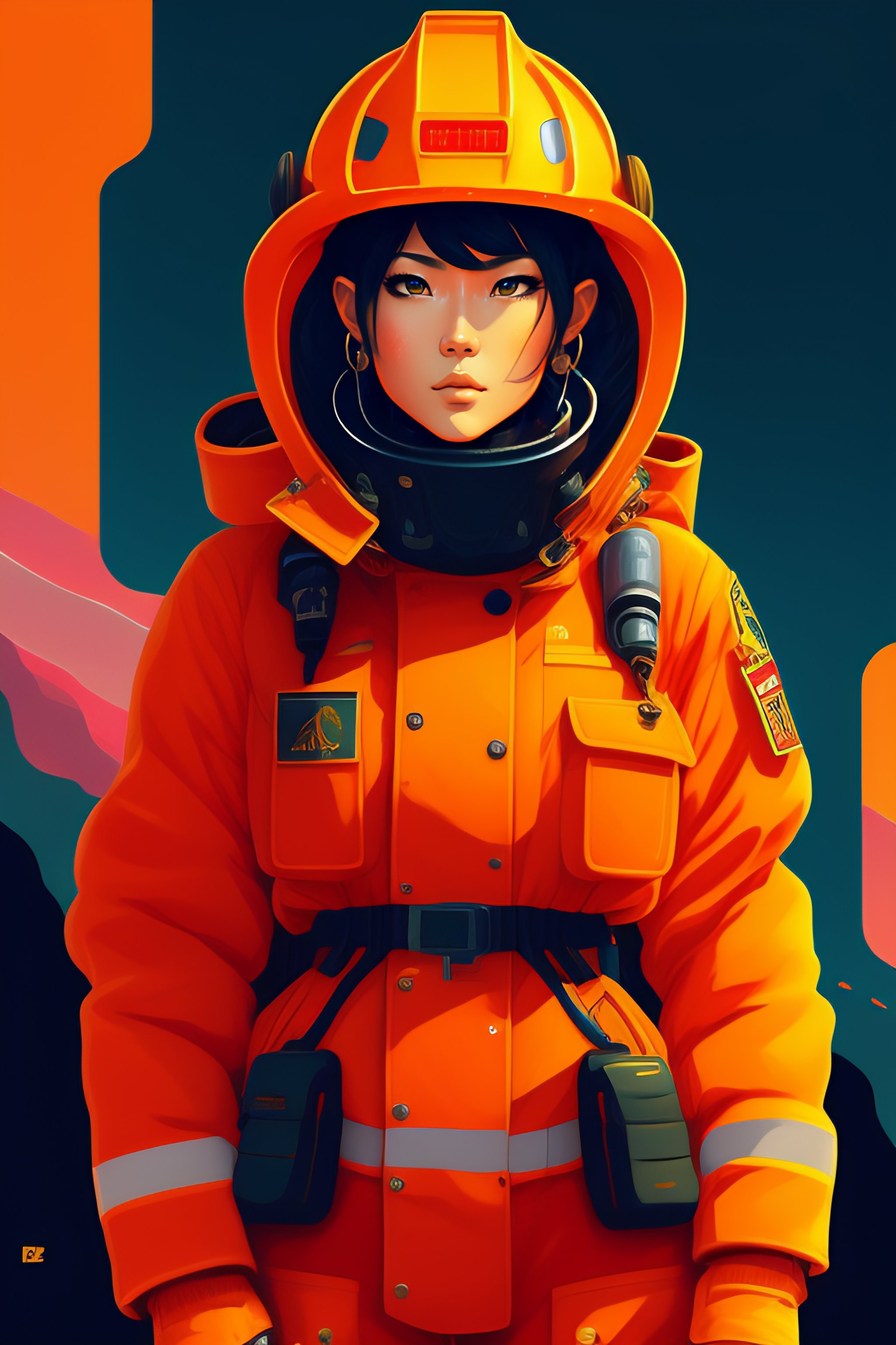 Lexica - A firefighter cyborg ,style of Laurie Greasley, studio ghibli ...