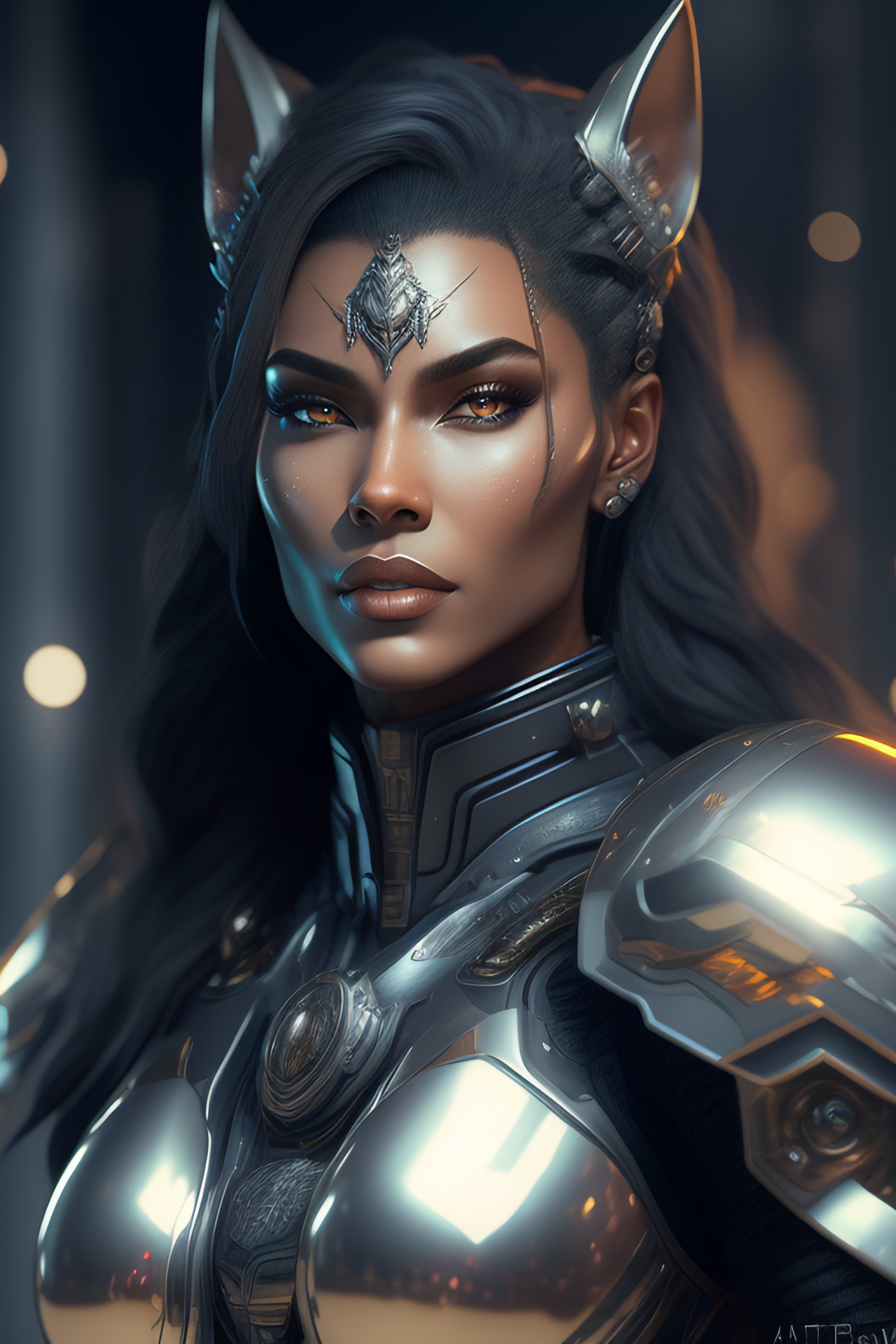 Lexica - Portrait painting of a cybernetic grey werewolf with power ...