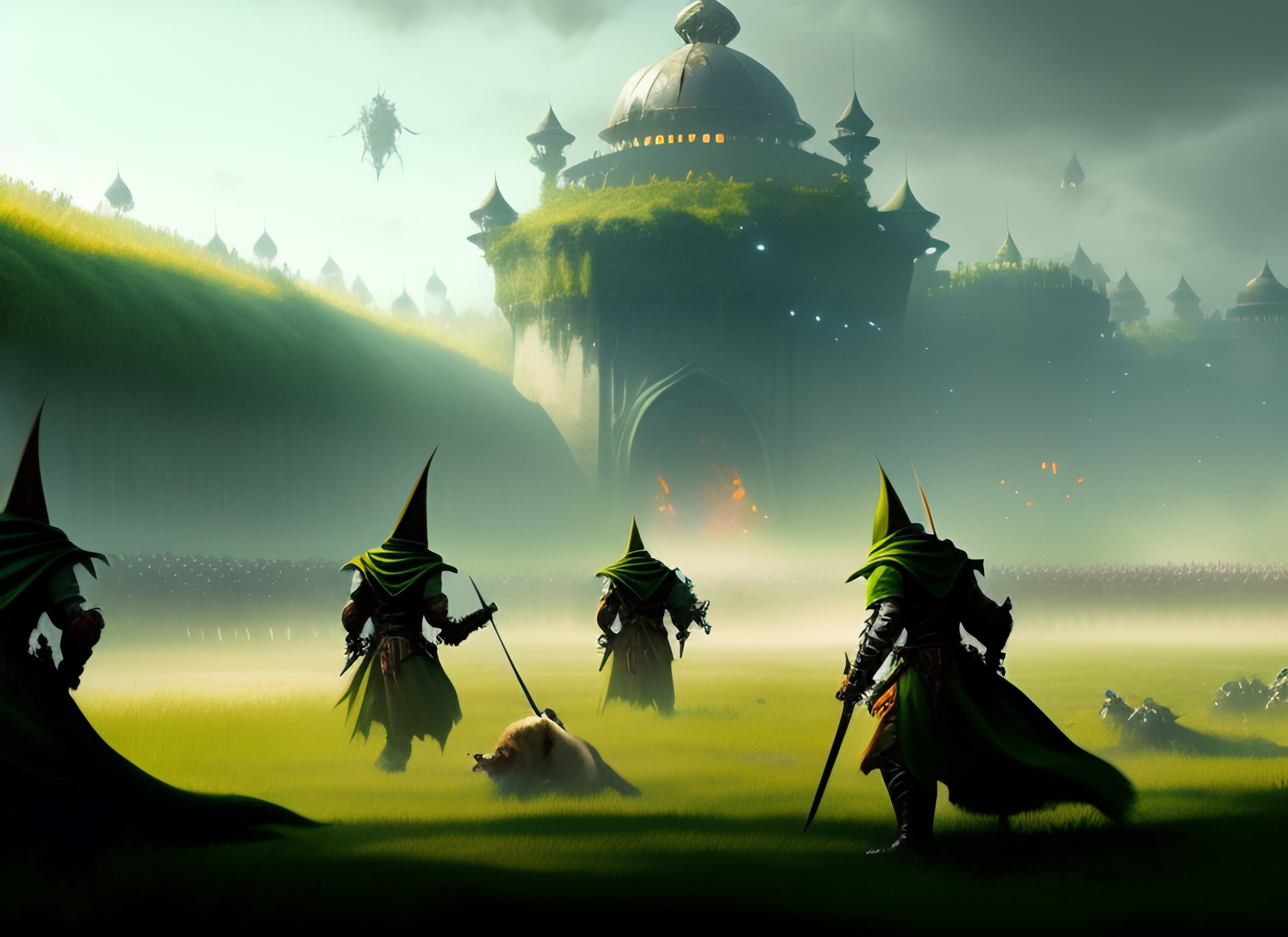 Lexica - Army of violent medieval orks figthing in green field,medieval ...