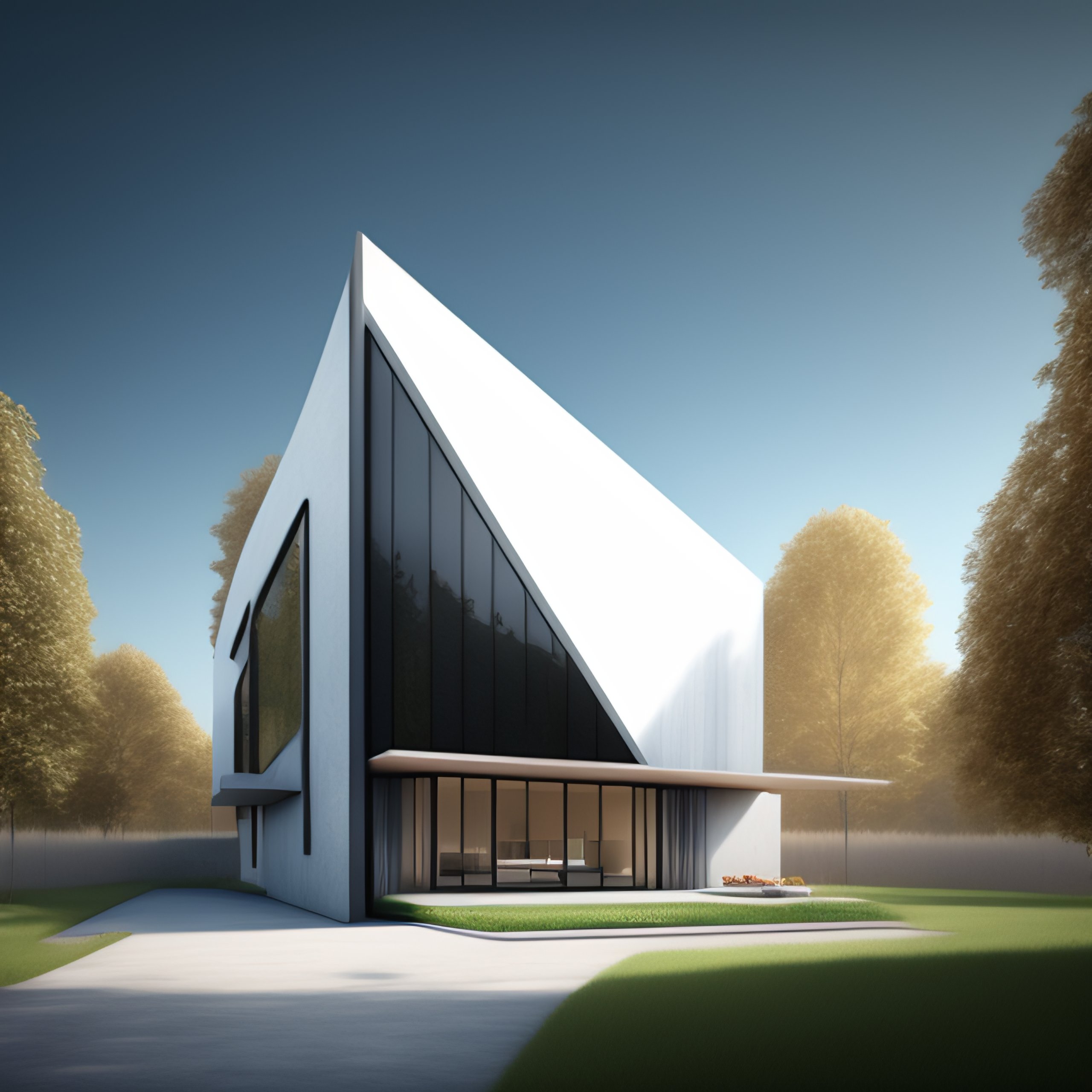 Lexica - Rendering of a modern building, large overhangs, dezeen