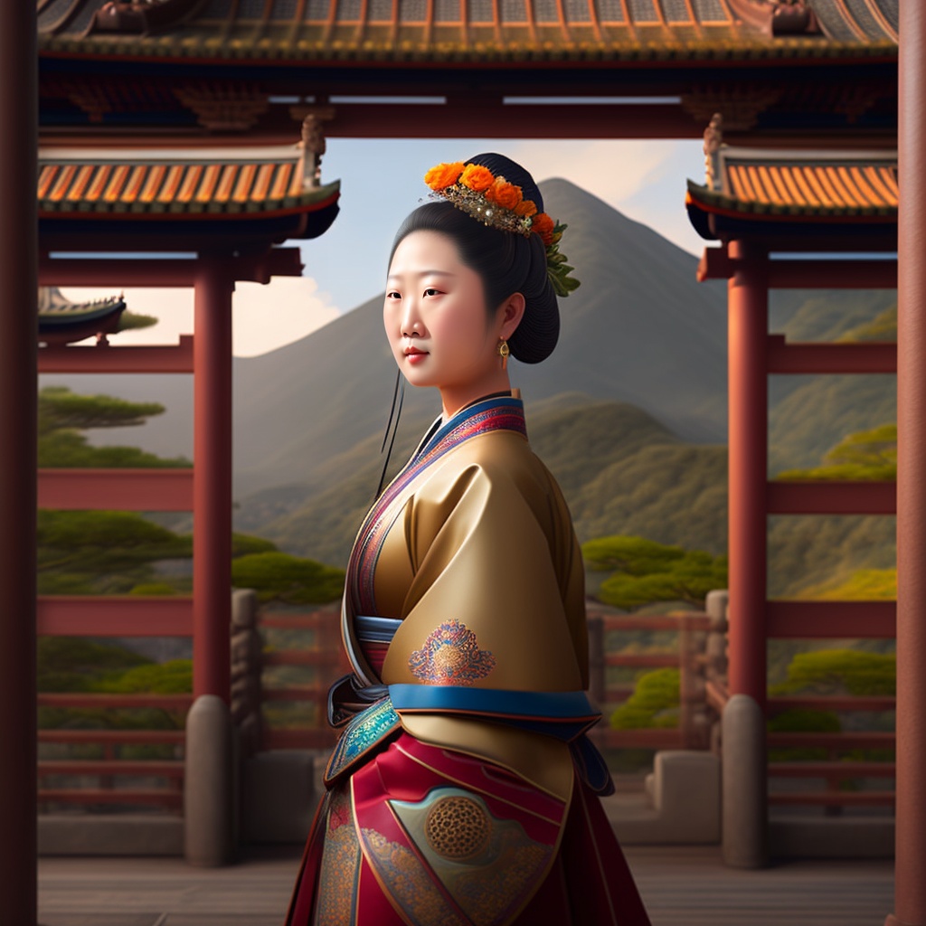 Lexica - A frontal posture semi-portrait of a female, ancient japan ...