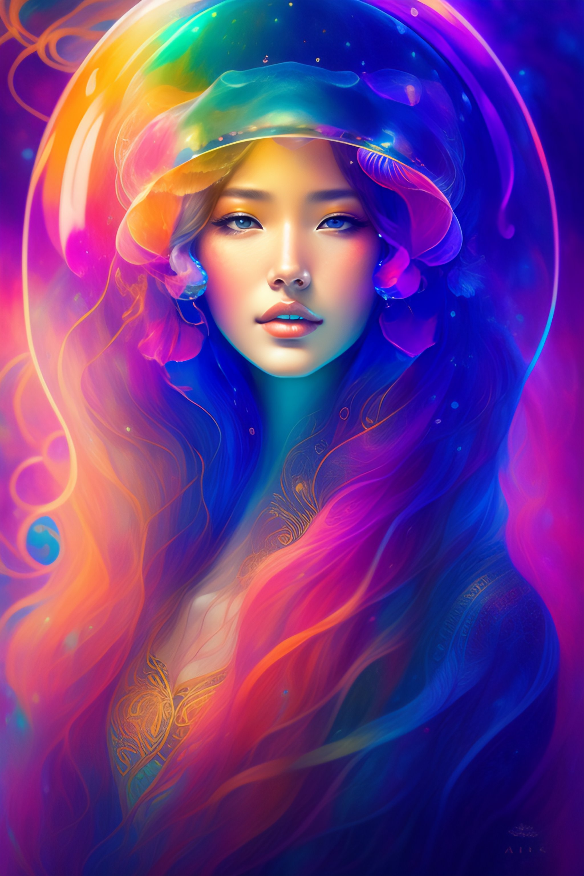 Lexica - A beautiful portrait of jellyfish girl in a cylindrical ...