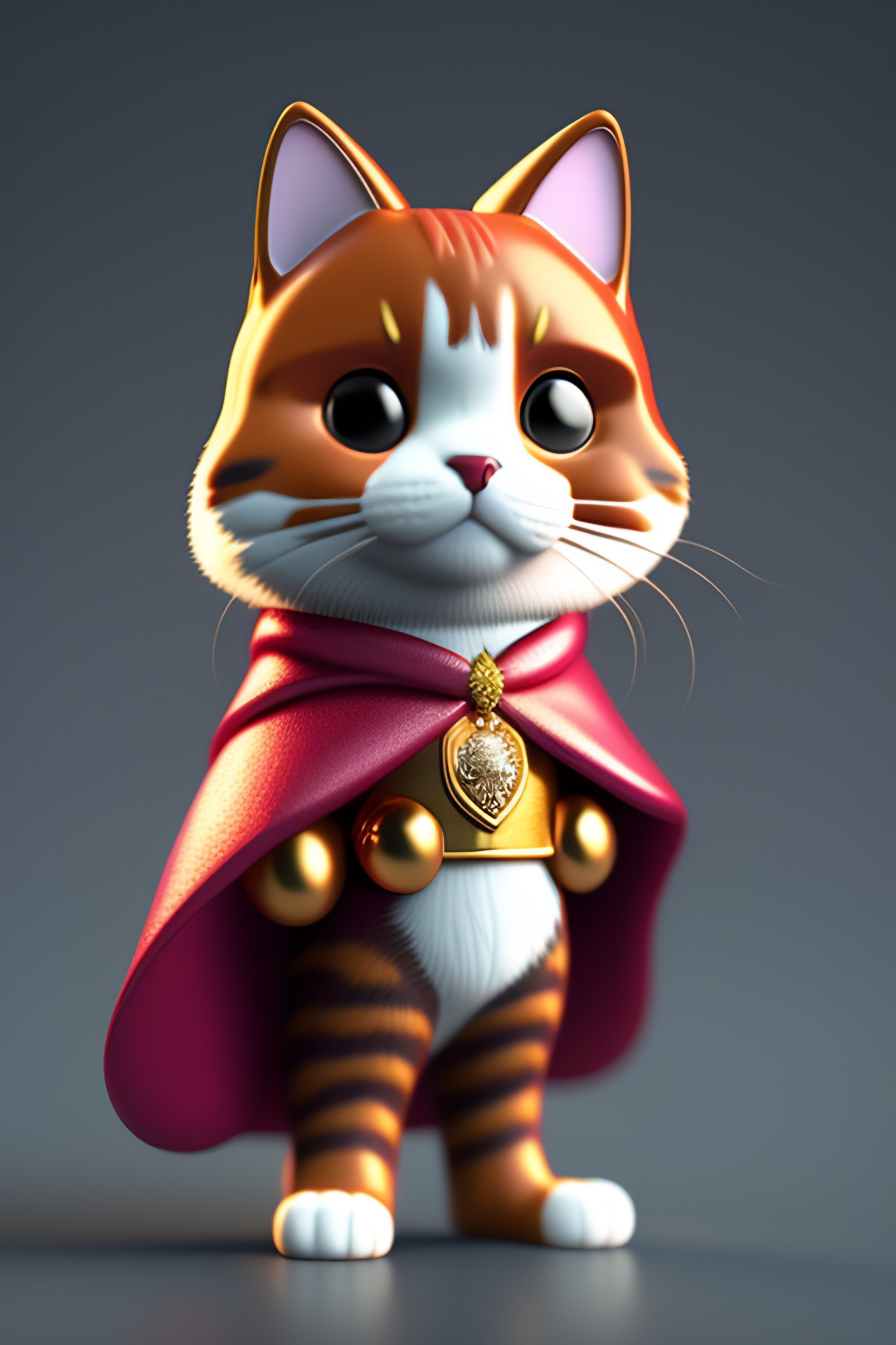 Lexica - 3d render of funko pop cat wearing a superhero cape, happy new ...