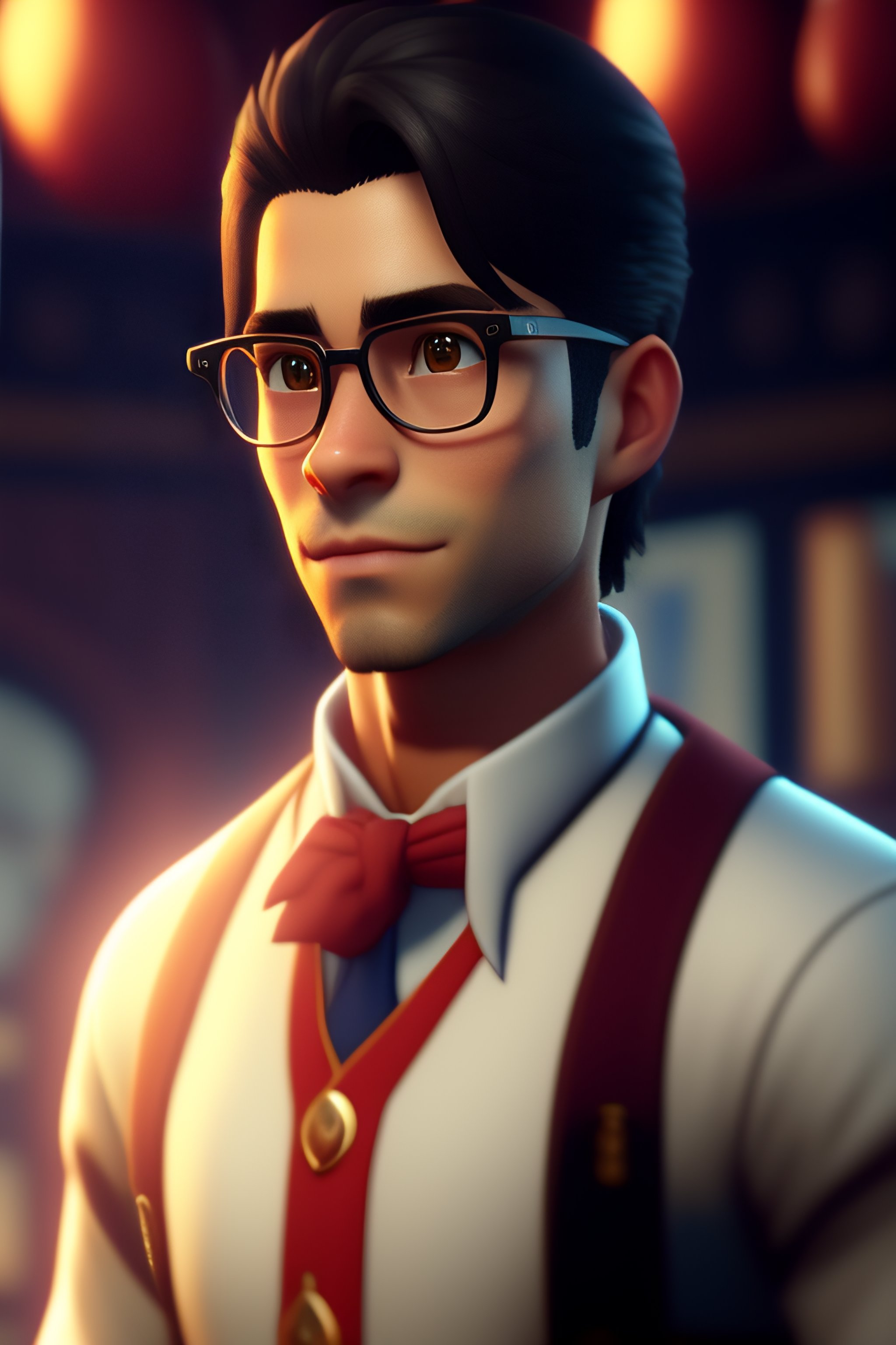 Lexica - A male cute young teacher Avatar with glasses, Closeup, unreal ...