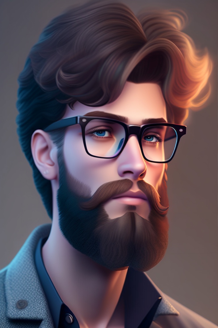 Lexica - Portrait of 20-year boy with spectacles, beard , stylish, 4k