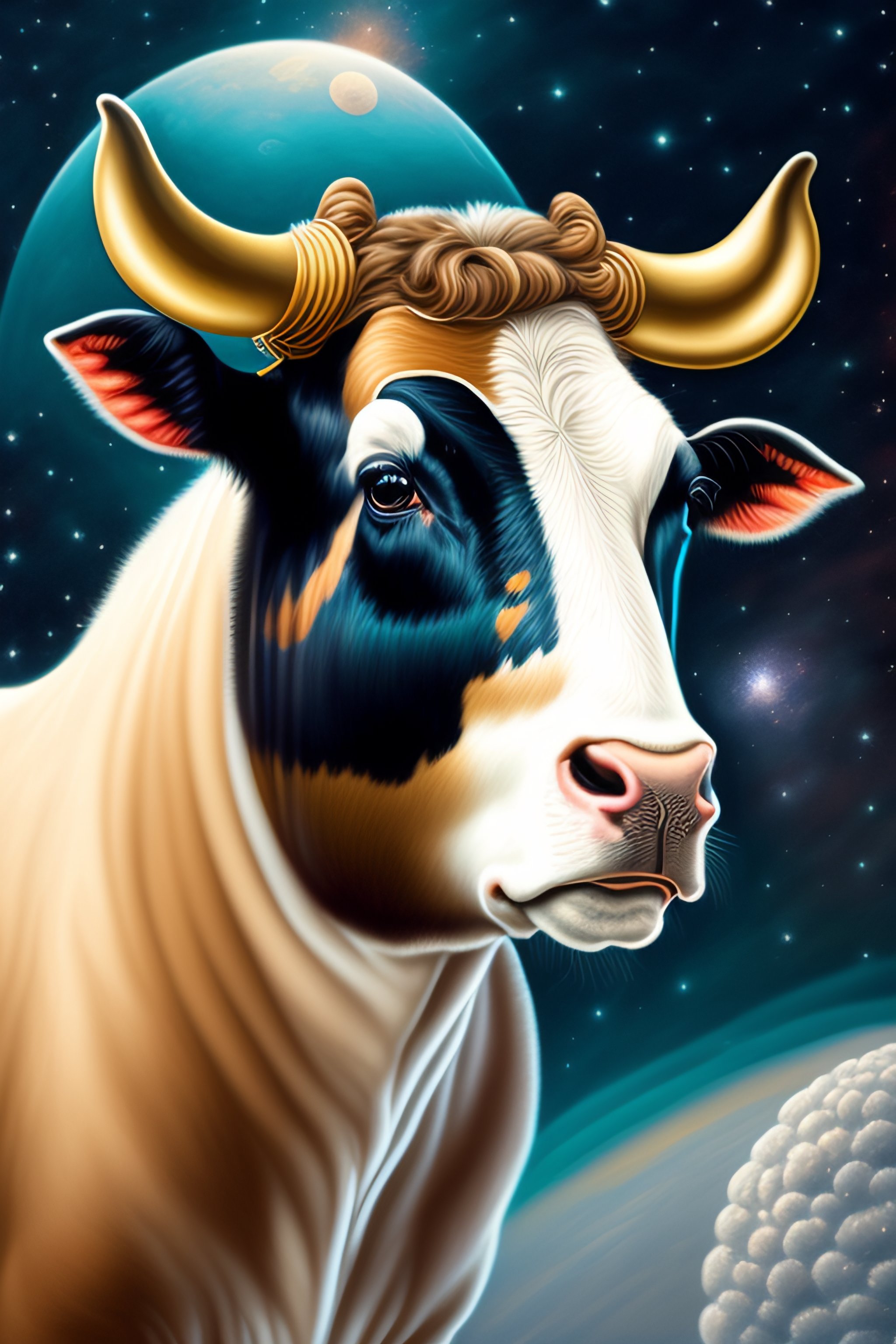 Lexica - Vintage space cow illustration