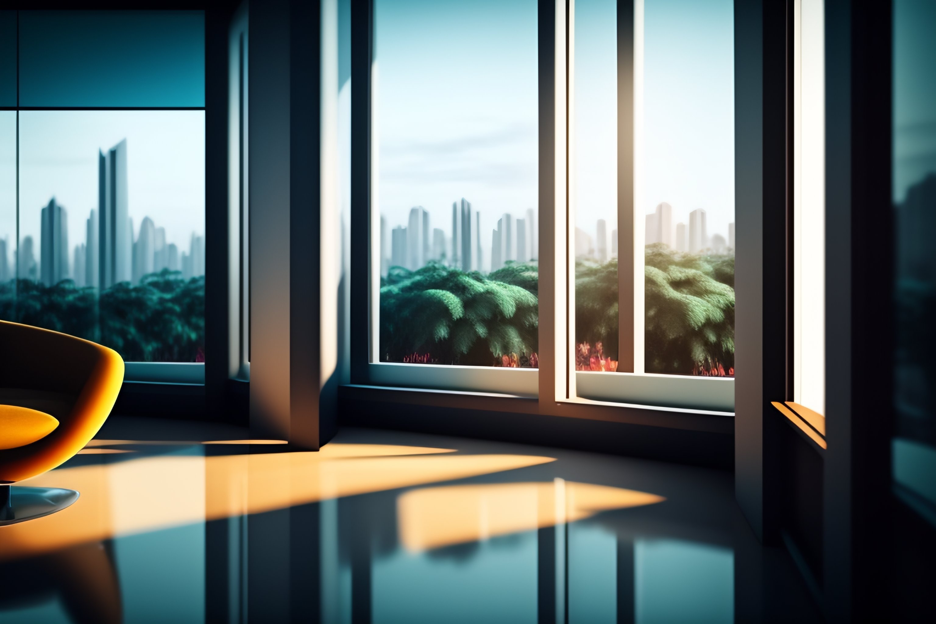 Lexica - Lawyer office, big desk with comfortable chair in front of the ...