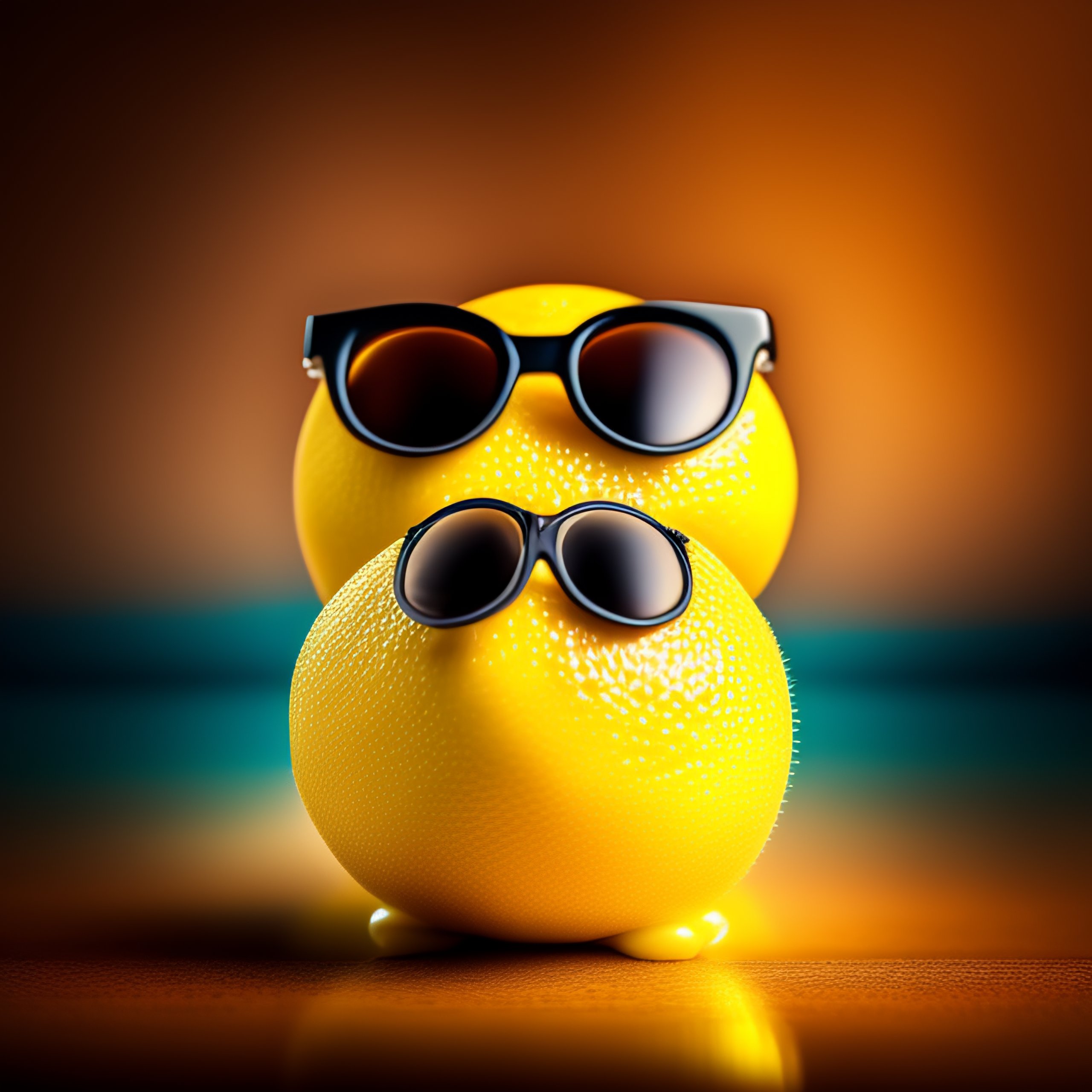 Lexica - A cute lemon creature wearing sunglasses. depth of field ...