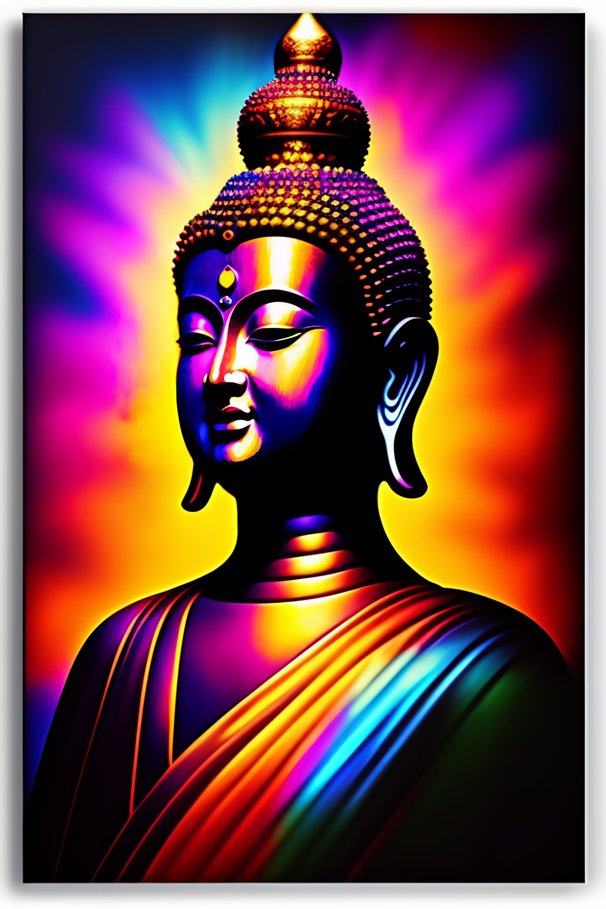 Lexica - Buddha epic representation enlightment, colorful,