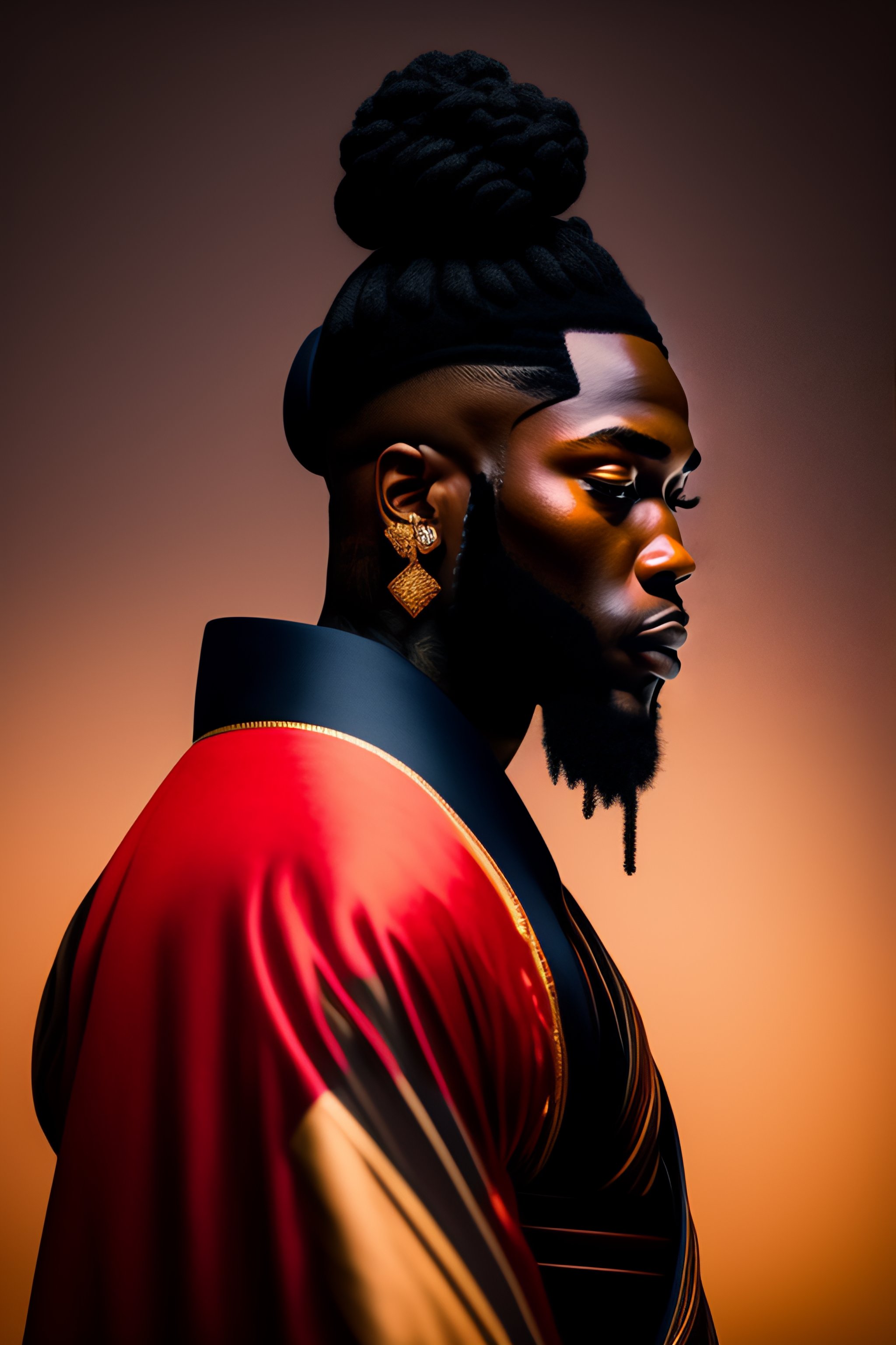 Lexica - Portrait of Burna Boy dressed as a samurai meditating in dojo ...