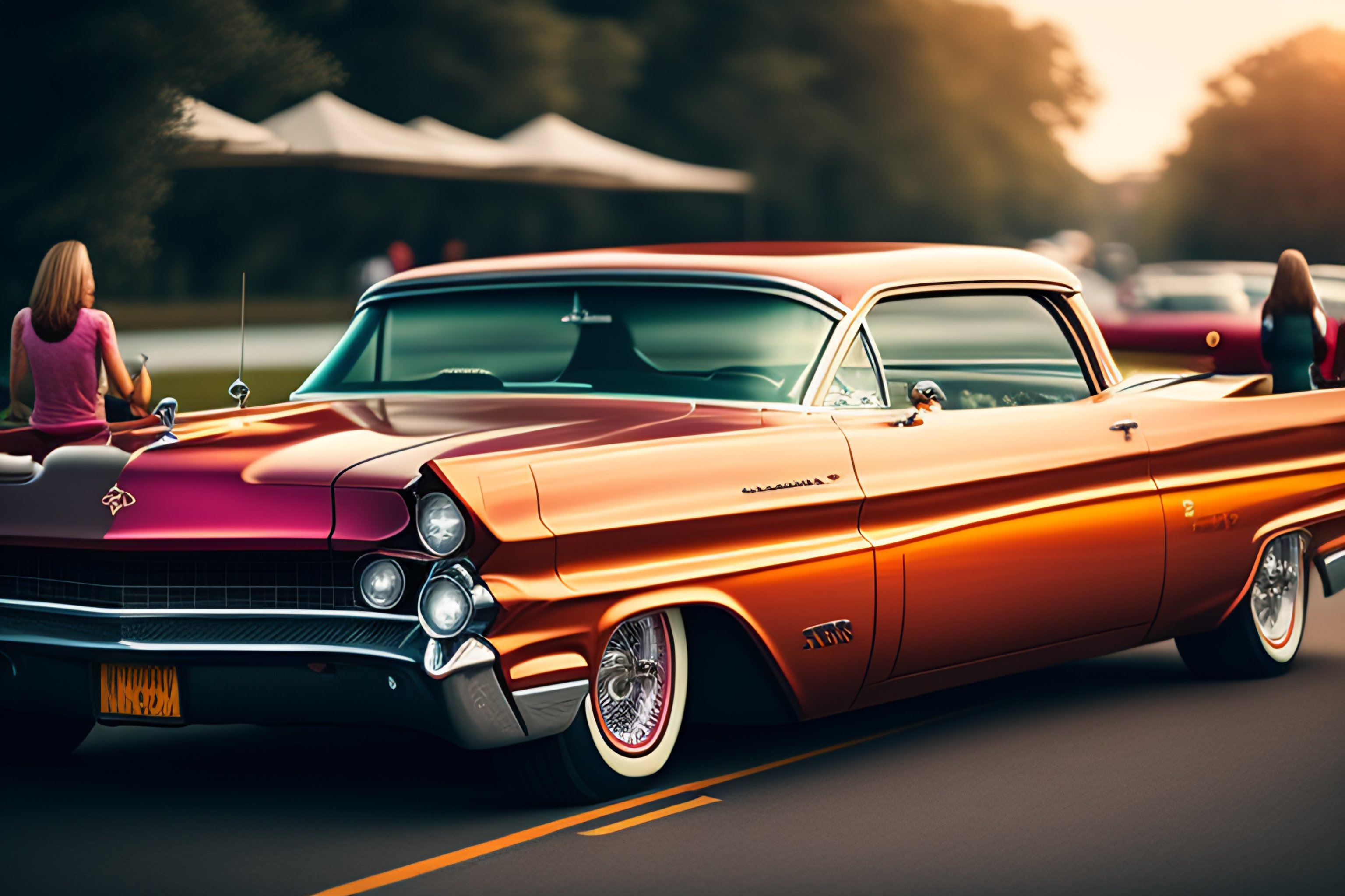 Lexica - Back of lowrider with women driving