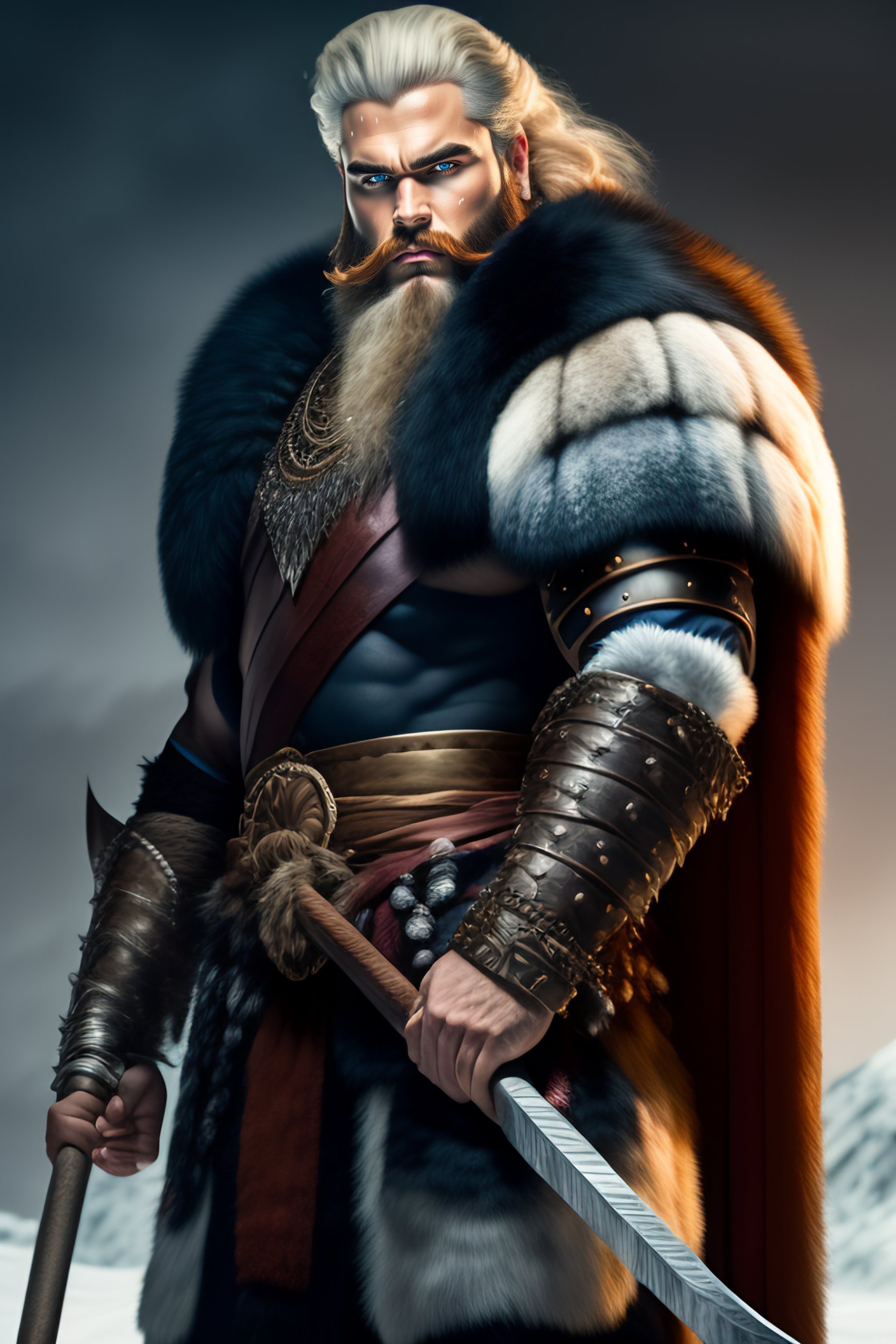 Lexica - A dnd barbarian half frost giant with pale skin and short ...