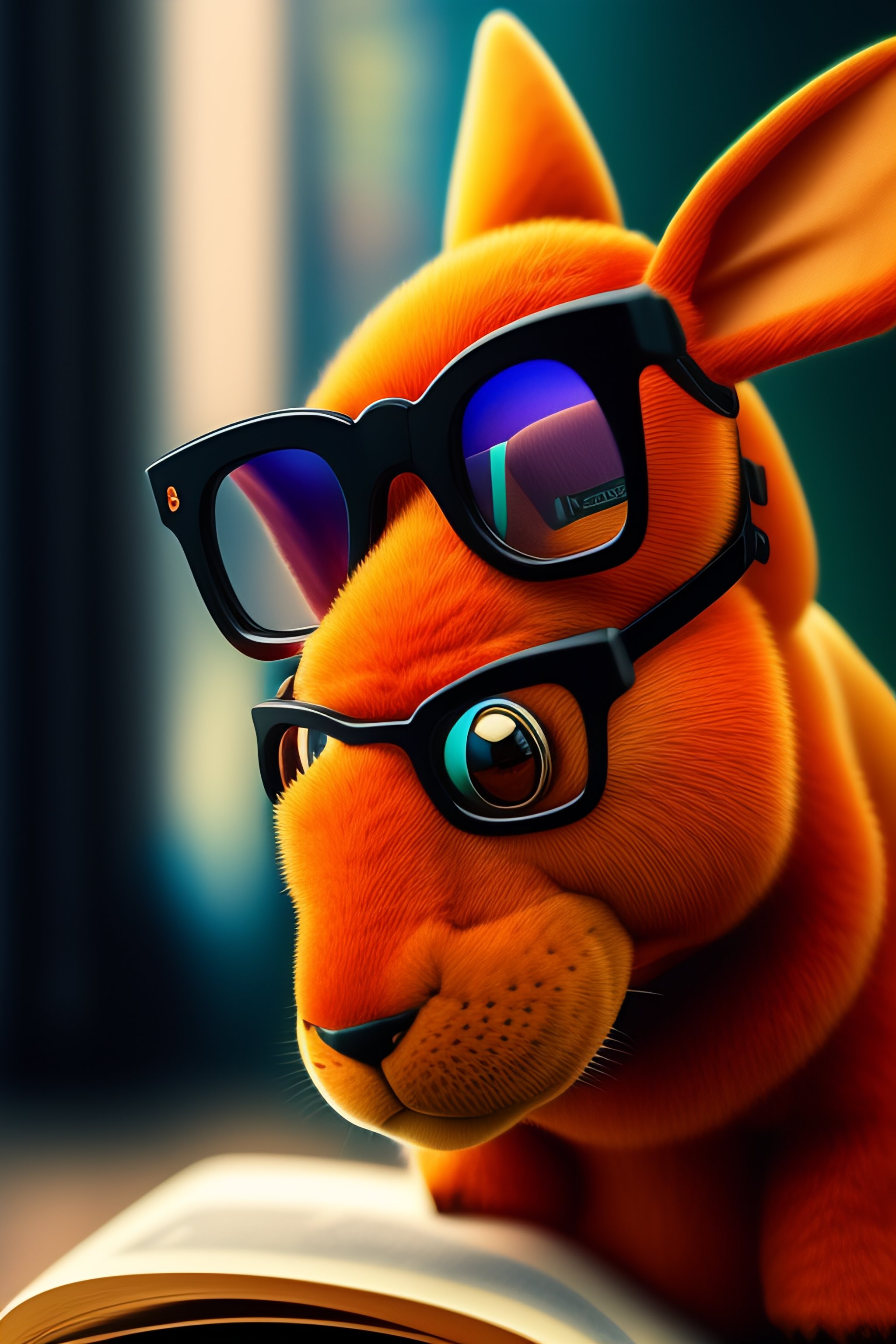 Lexica - Charizard in glasses reading book, realistic