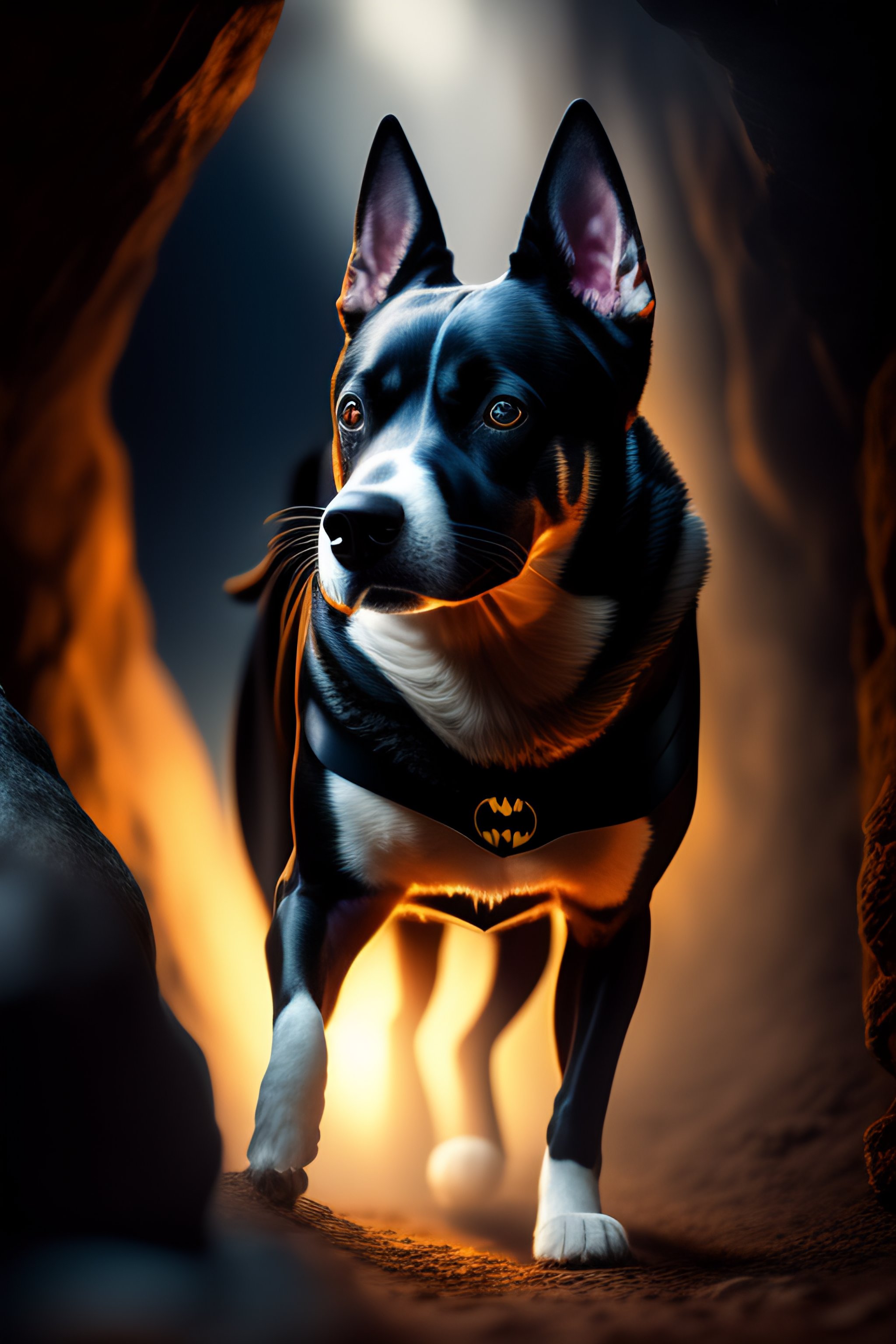 Lexica - Batman dog, realistic, 8k, in a cave