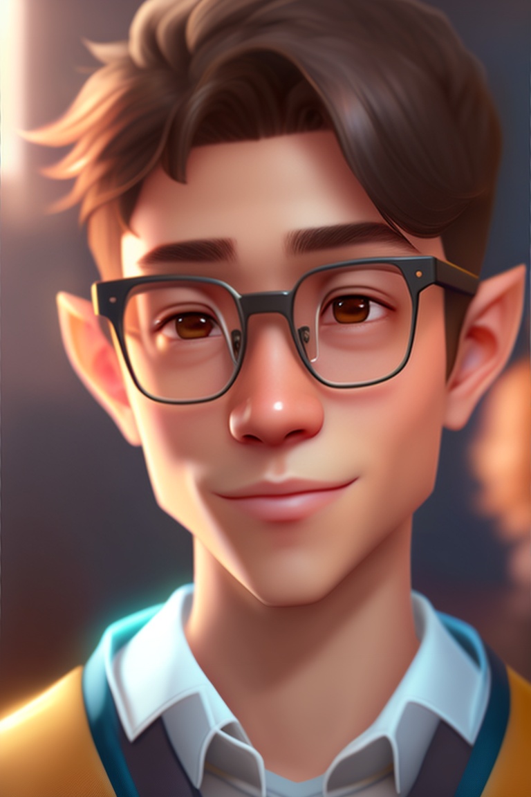 Lexica - A male cute young high school student Avatar with glasses ...