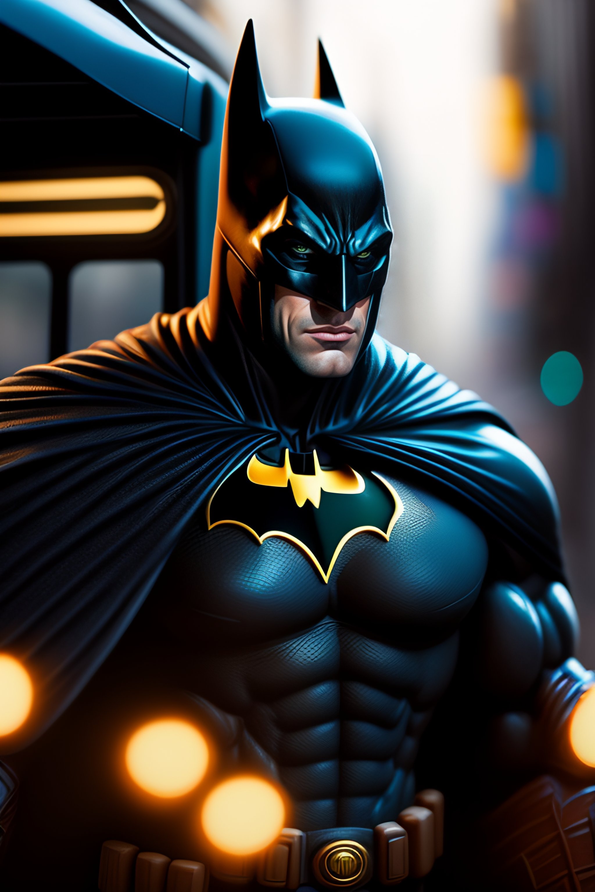 Lexica - Batman in an akward pose in a tramway, higly detailed, in a ...