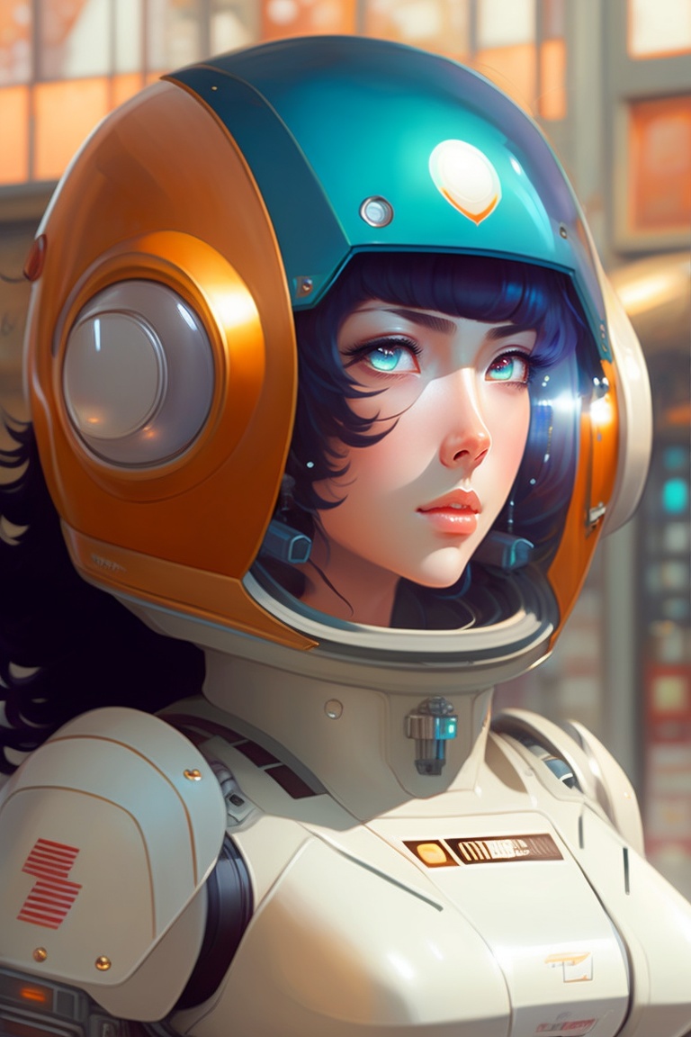 Lexica - A space realistic robot with big and cute eyes, | | very anime ...
